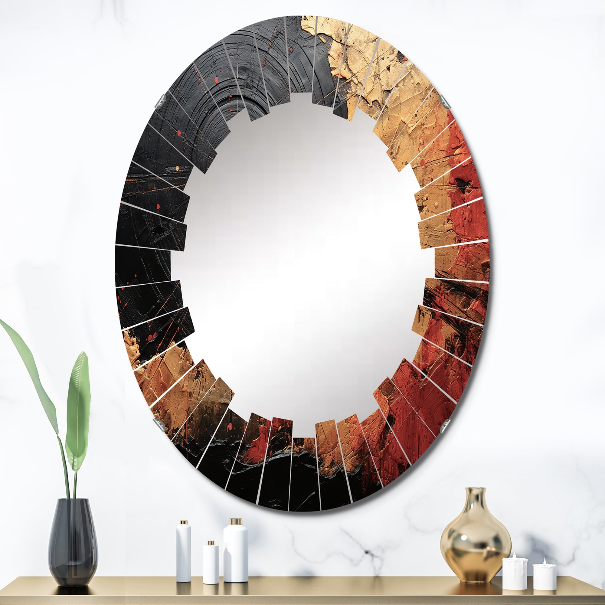 Designart "Cavalcade of Comets" Comets Round Wall Mirror - Fantasy Oval ...