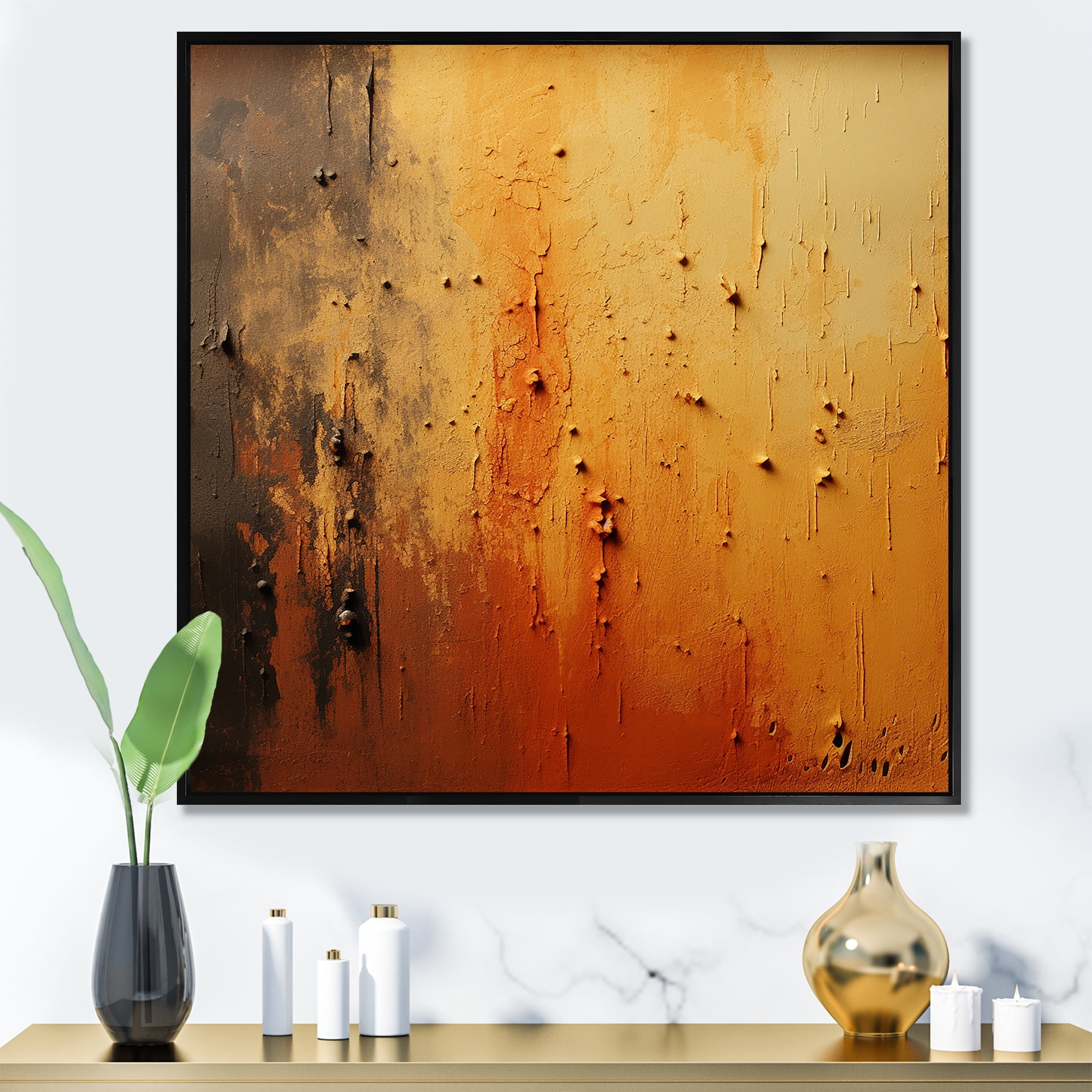 Designart "Chaotic Orange Collage II" Abstract Framed Wall Art ...