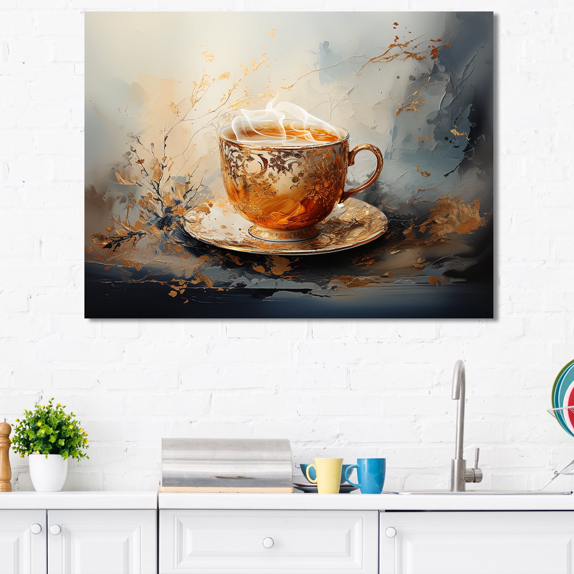 Designart "Charming Minimalism Of Coffee" Coffee & Tea Wall Art Living ...