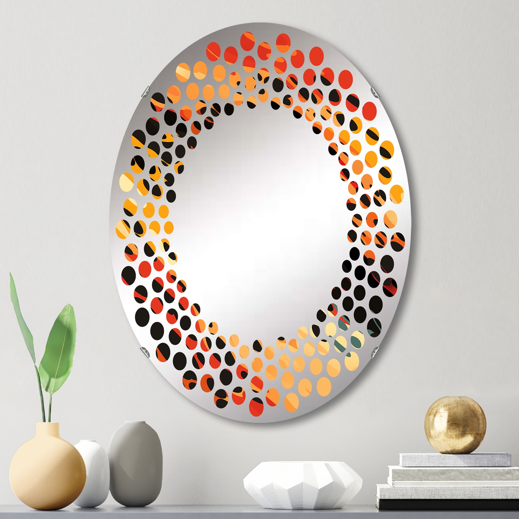 Designart "Cheetah Spots in Sunset Hues I" Animal Print Polka Dot Round ...