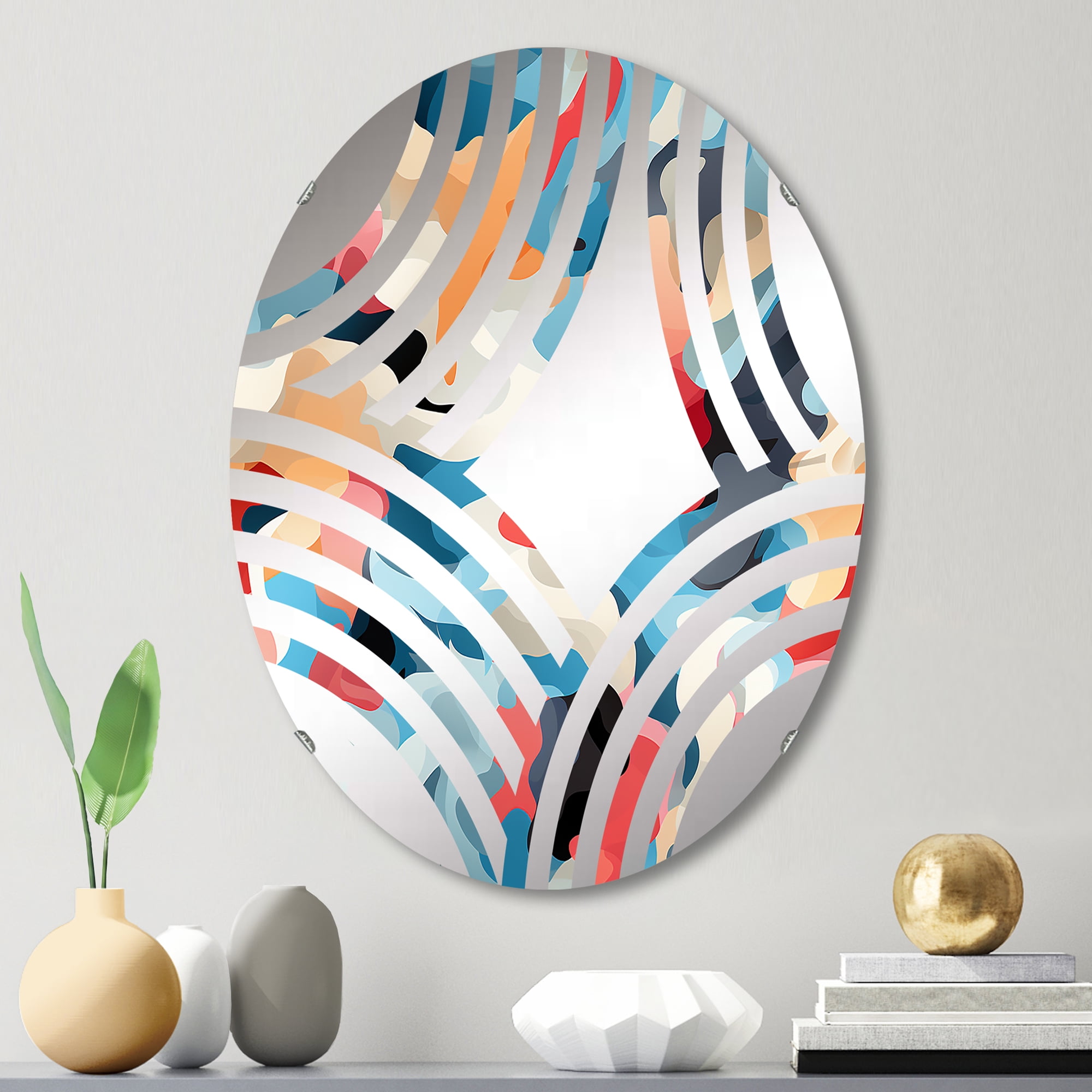 Designart "Chic Pink Camouflage IV" Abstract Baptist Fan Round Wall ...