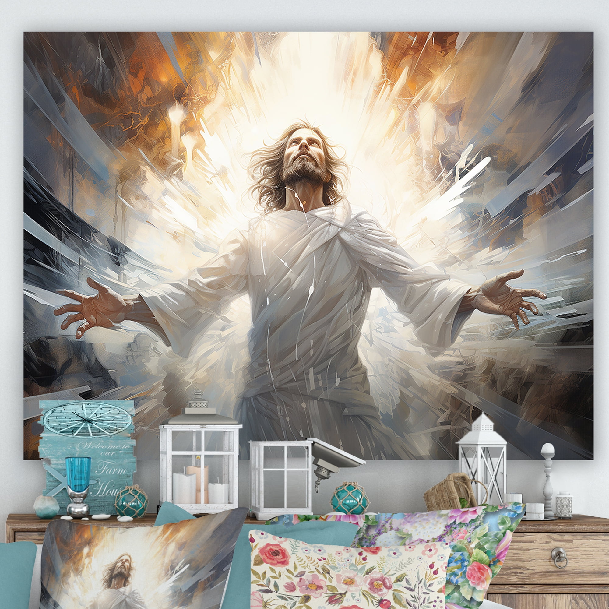 Designart "Christ'S Rising Luminous Religious Art I" Christianity ...