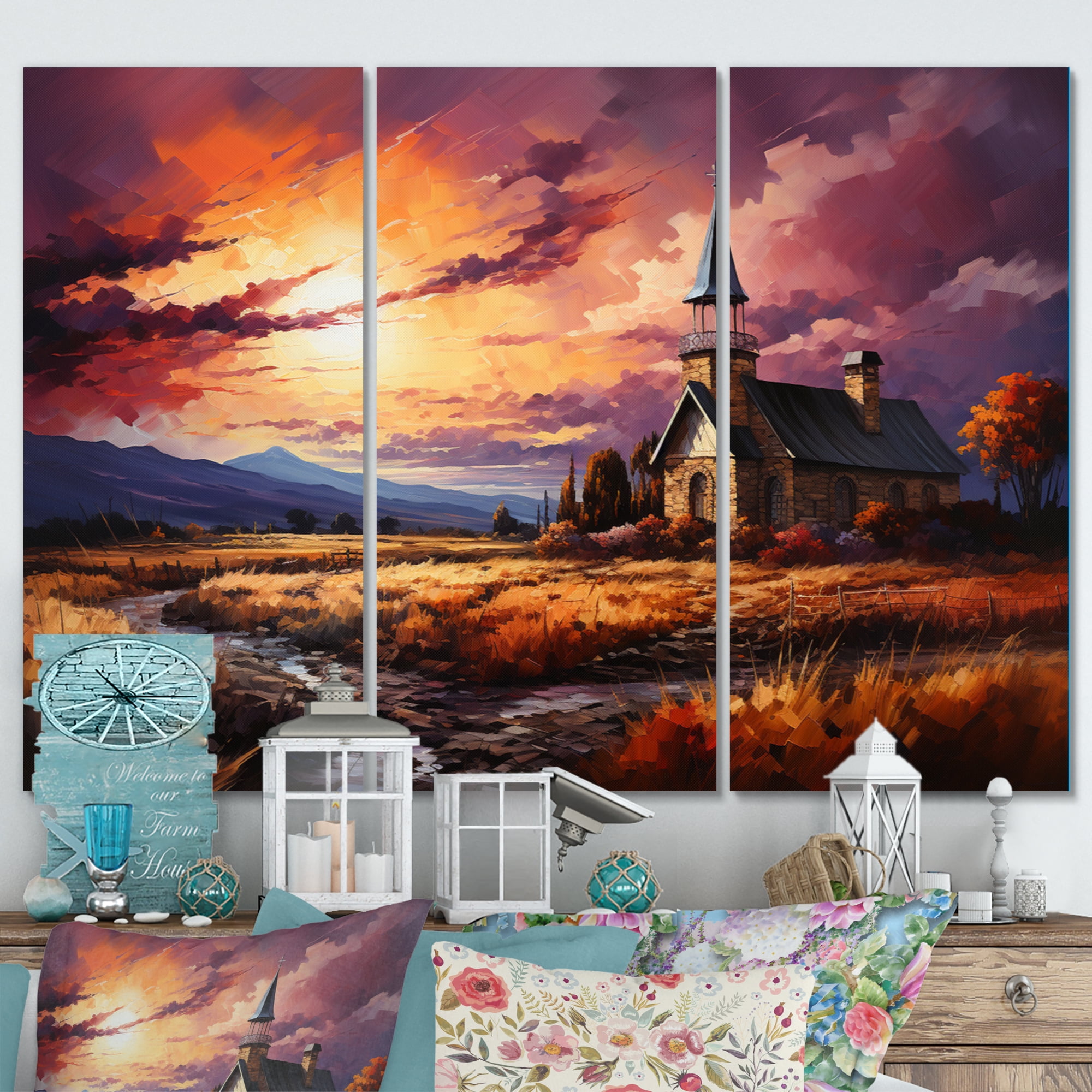 Designart "Christianity Divine beauty II" Spiritual Metal Wall Art Set ...