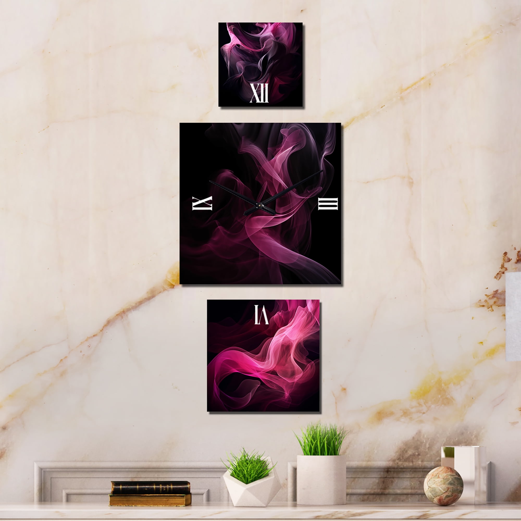 Designart "Chromatic Breakers in Pink and Black II" Fractals Oversized ...