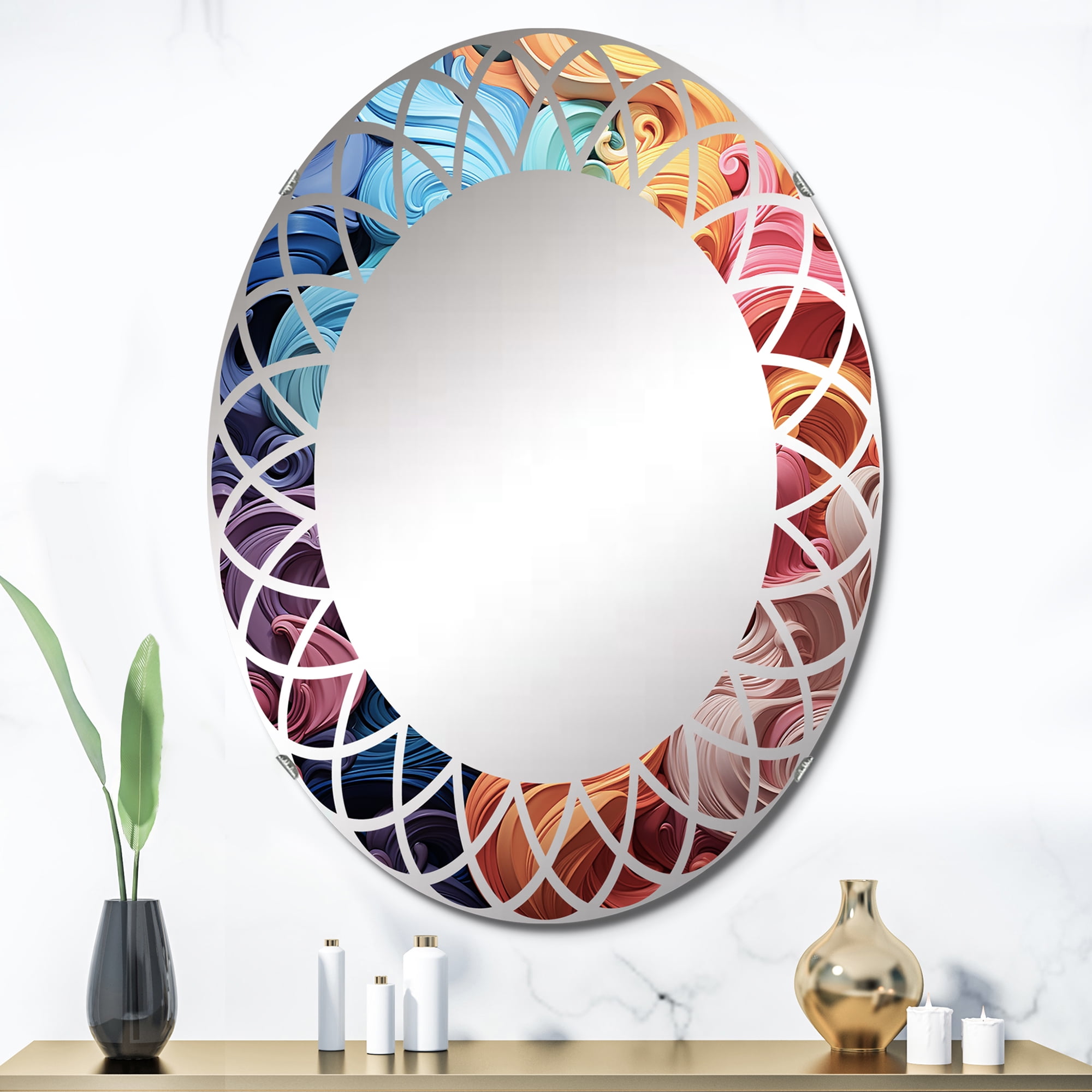 Designart "Chromatic Delirium Opt Art wall art I" Abstract Round Wall ...