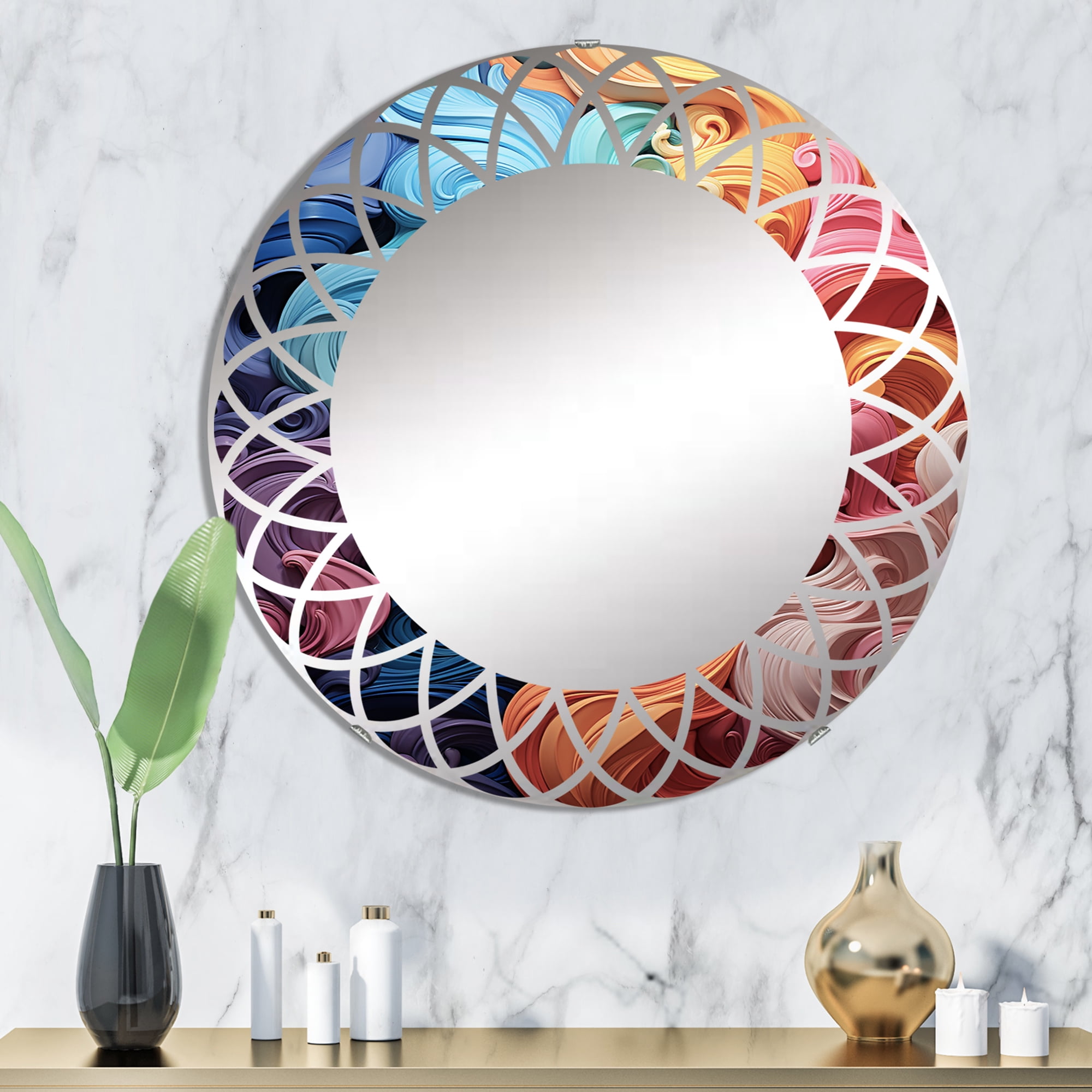 Designart "Chromatic Delirium Opt Art wall art I" Abstract Round Wall ...
