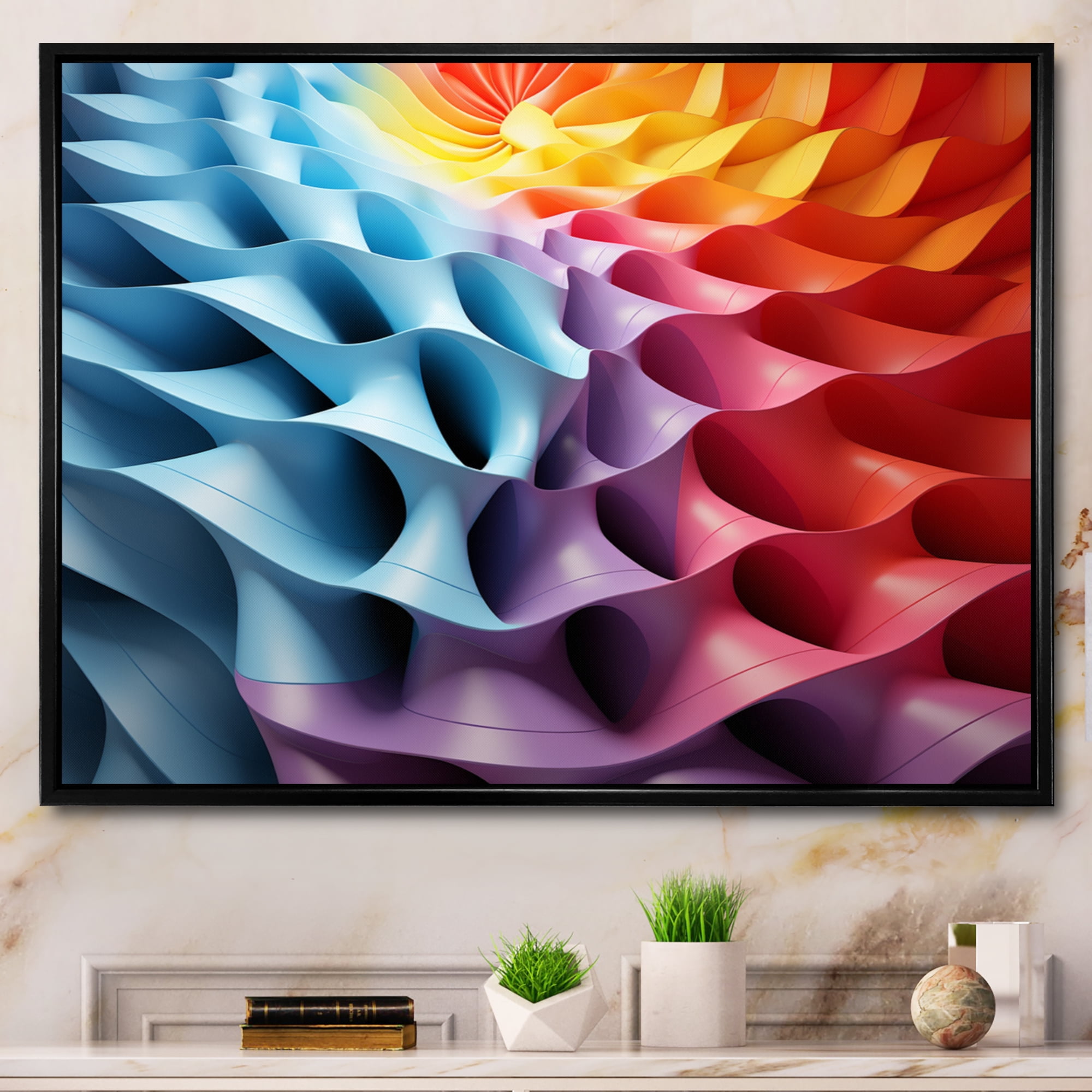 Designart "Chromatic Delirium Opt Art wall art III" Modern Floater ...