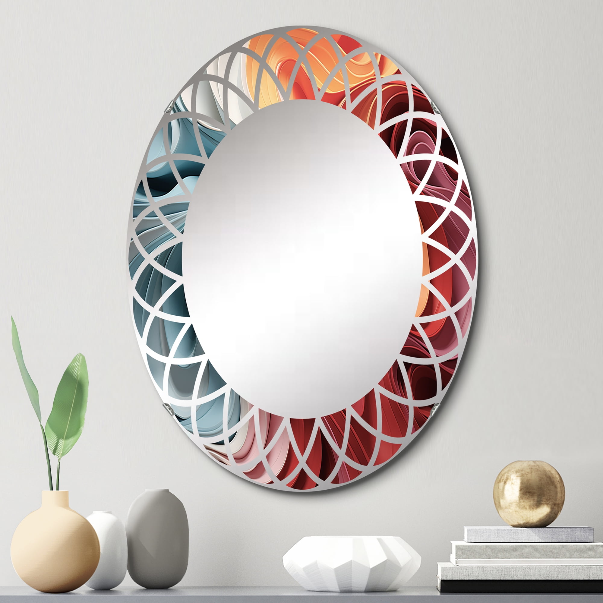 Designart "Chromatic Delirium Opt Art wall art IV" Modern Round Wall ...