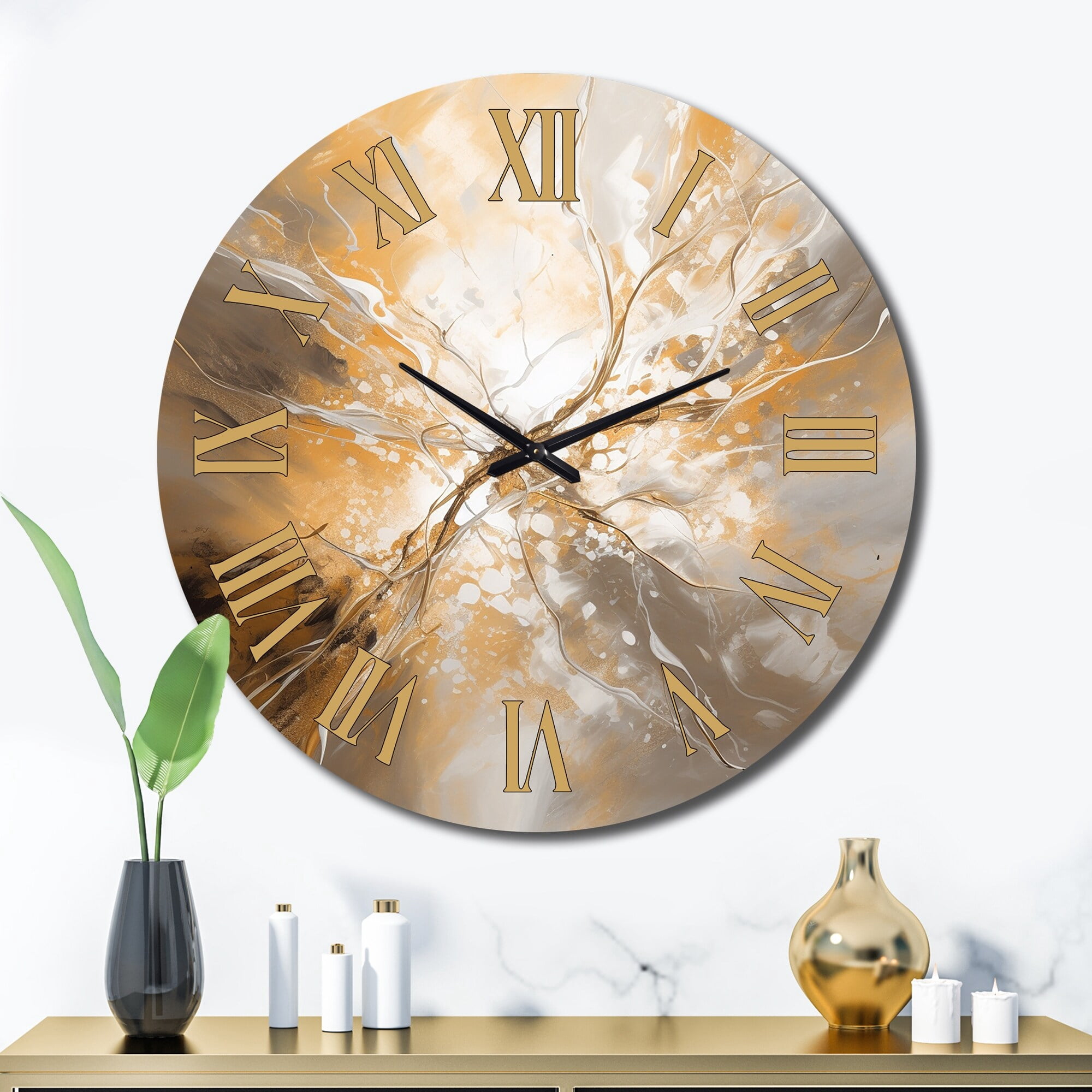 Designart "Chromatic Essence in Gold and Silver II" Abstract Oversized ...