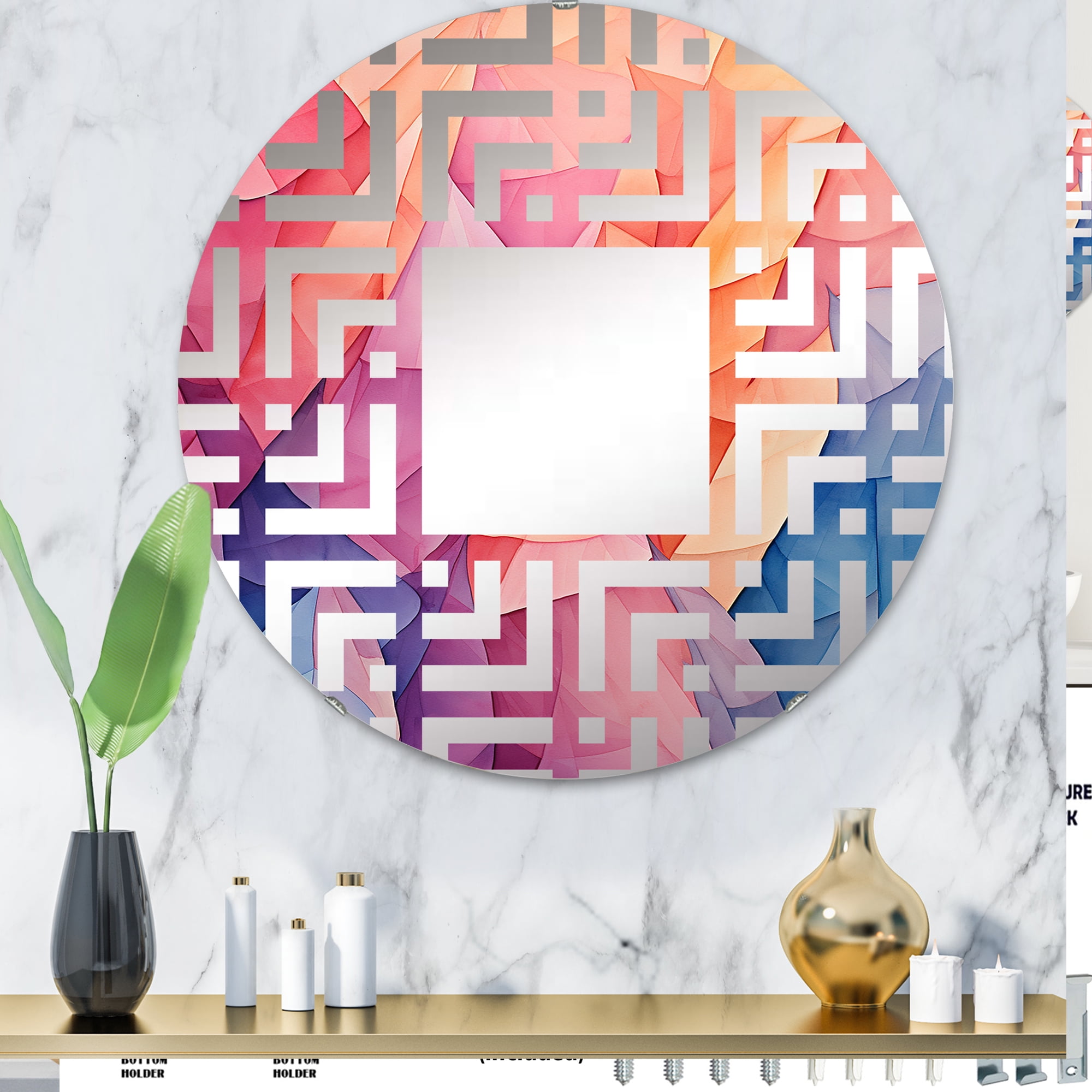 Designart "Chromatic Facets of Multicolor Cubism I" Cubism Maze Round ...