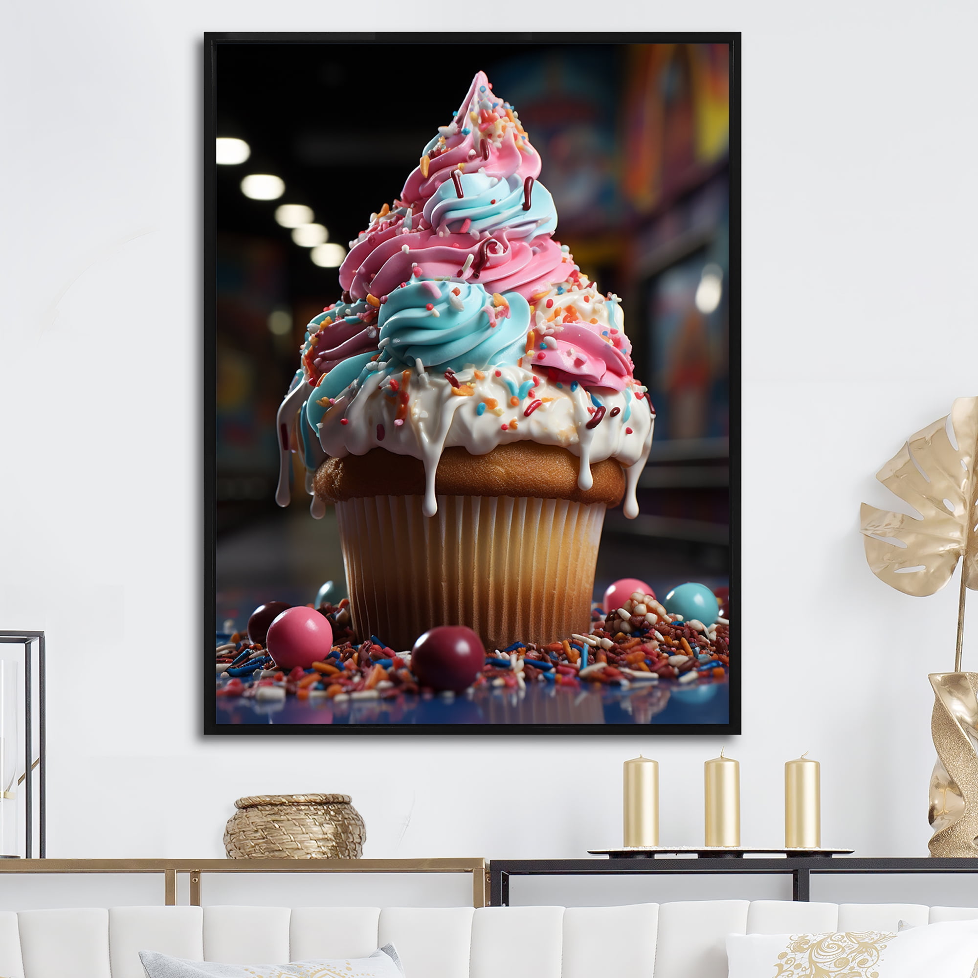 Designart "Chuckling Portrait At A Cupcake Carnival I" Pop Art Floater ...