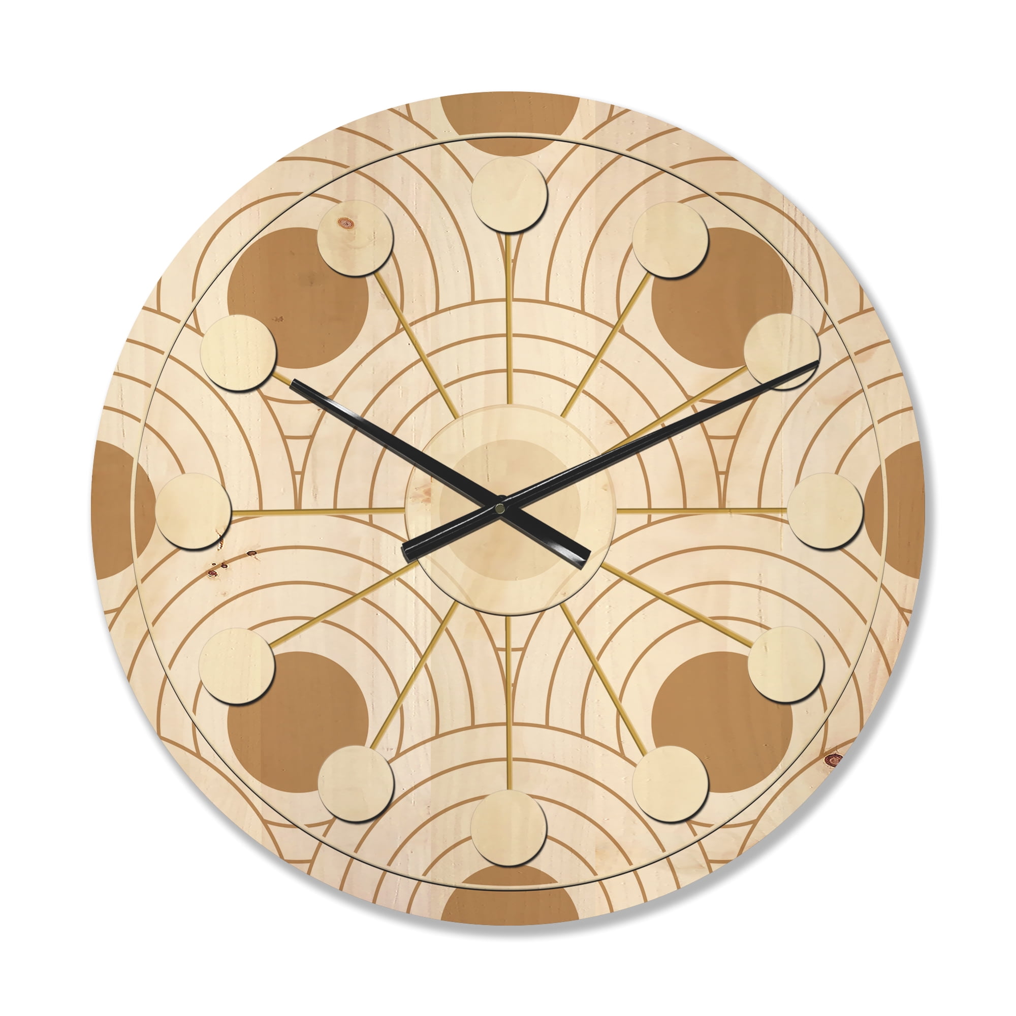 Designart 'Circular Retro Pattern Design' Mid-Century Modern Wood Wall ...