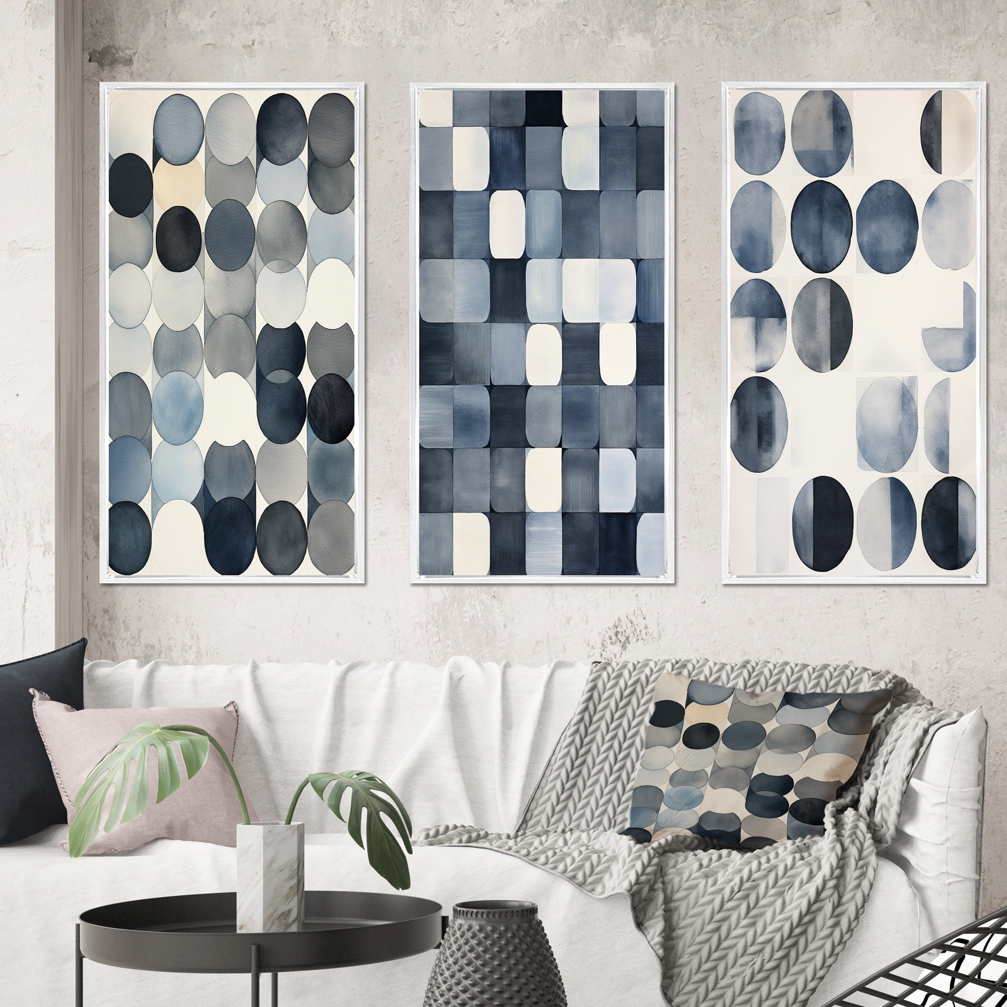 Designart "Circular Retro Watercolor Indigo Secrets II" Modern ...