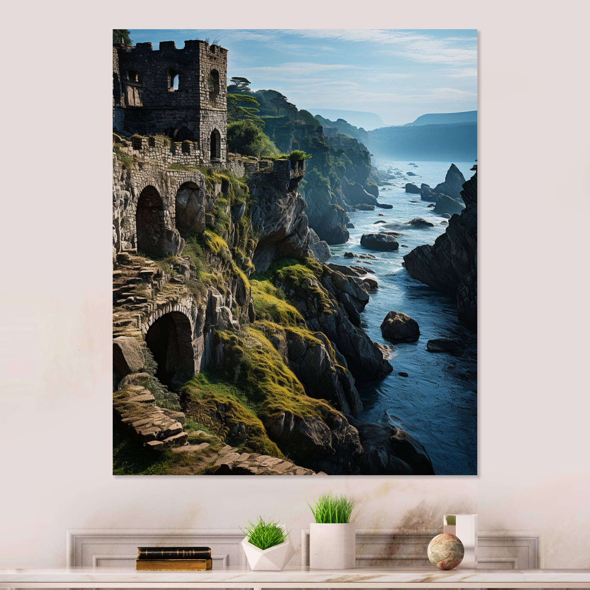 Designart "Citadel Ocean Castles Coastal wall art I" Castles Metal Wall ...