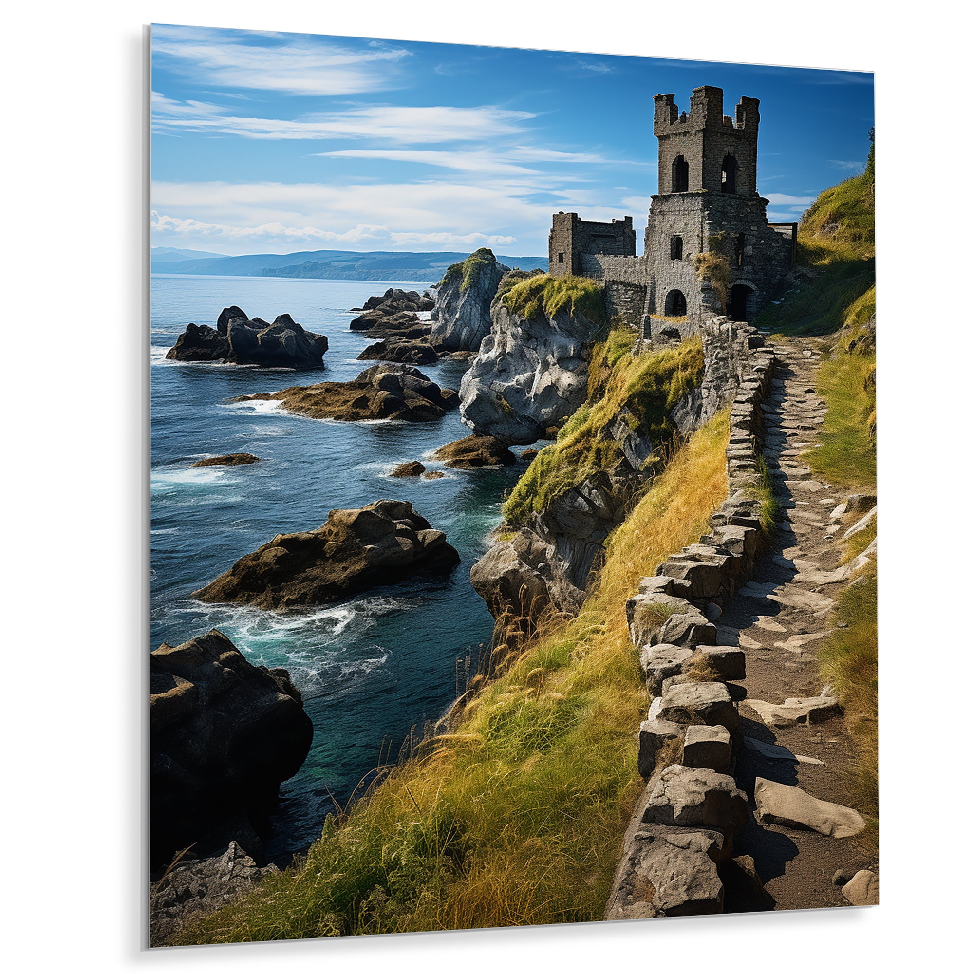 Designart "Citadel Ocean Castles Coastal wall art II" Castles Metal ...