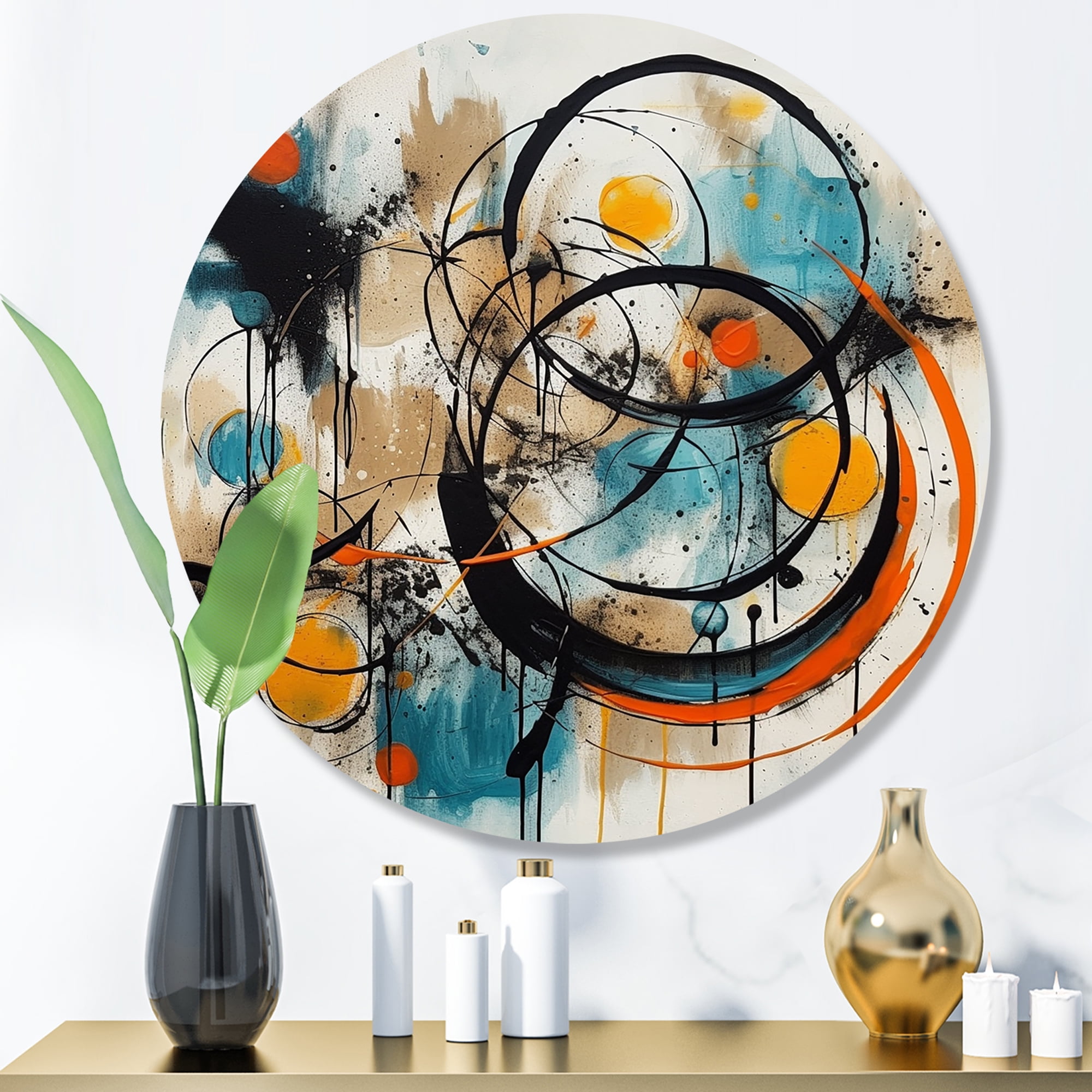 Designart "Citrus Drifts in Minimalism" Minimalism Metal Round Wall Art ...