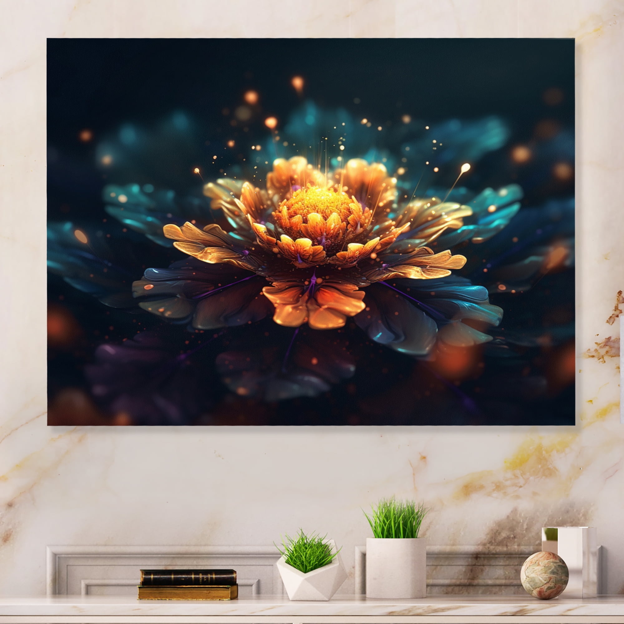 Designart "Citrus Lotus Bloom Innocence" Floral Lotus Metal Wall Decor ...