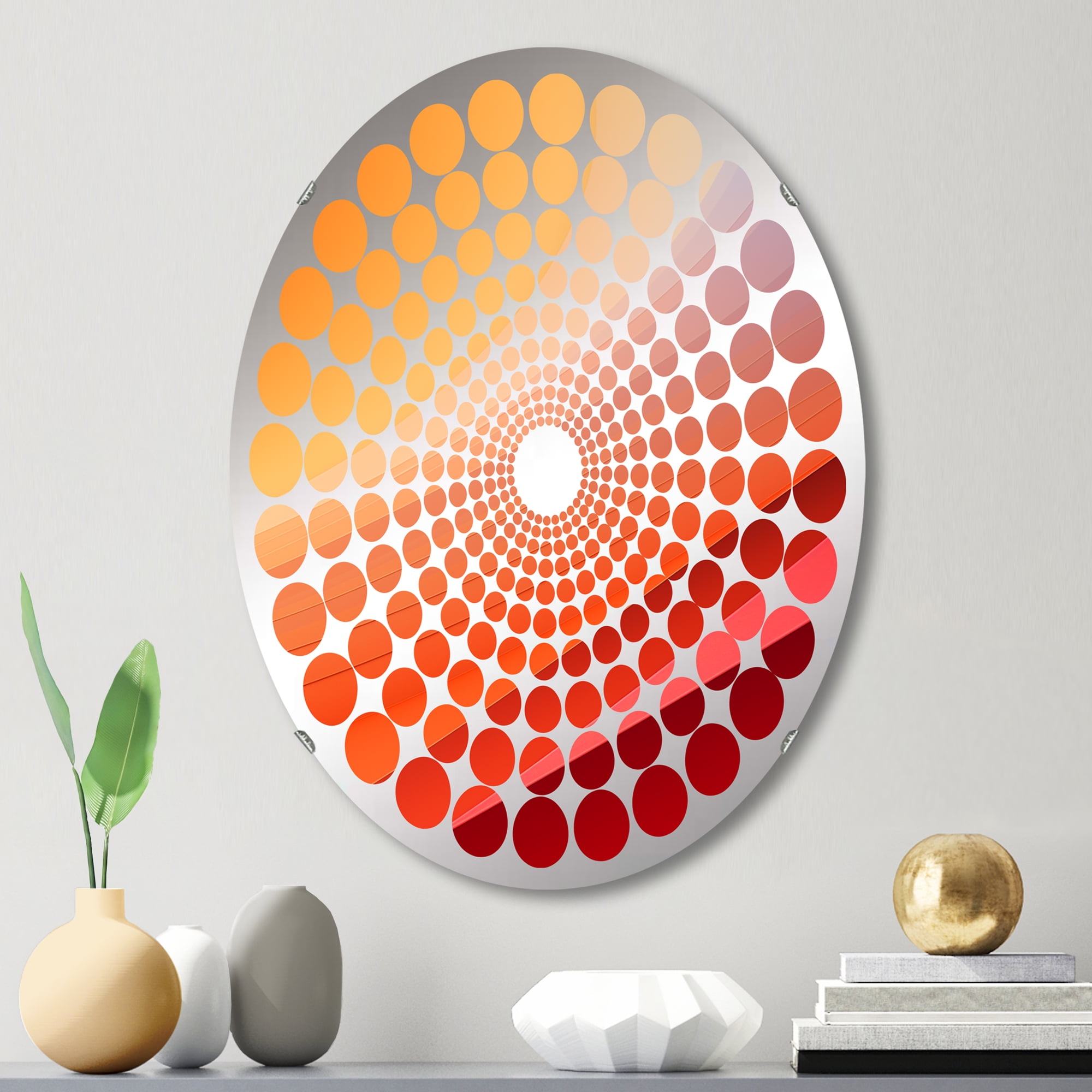 Designart "Citrus Spectrum Segment" Abstract Shapes Radial Dot Round ...