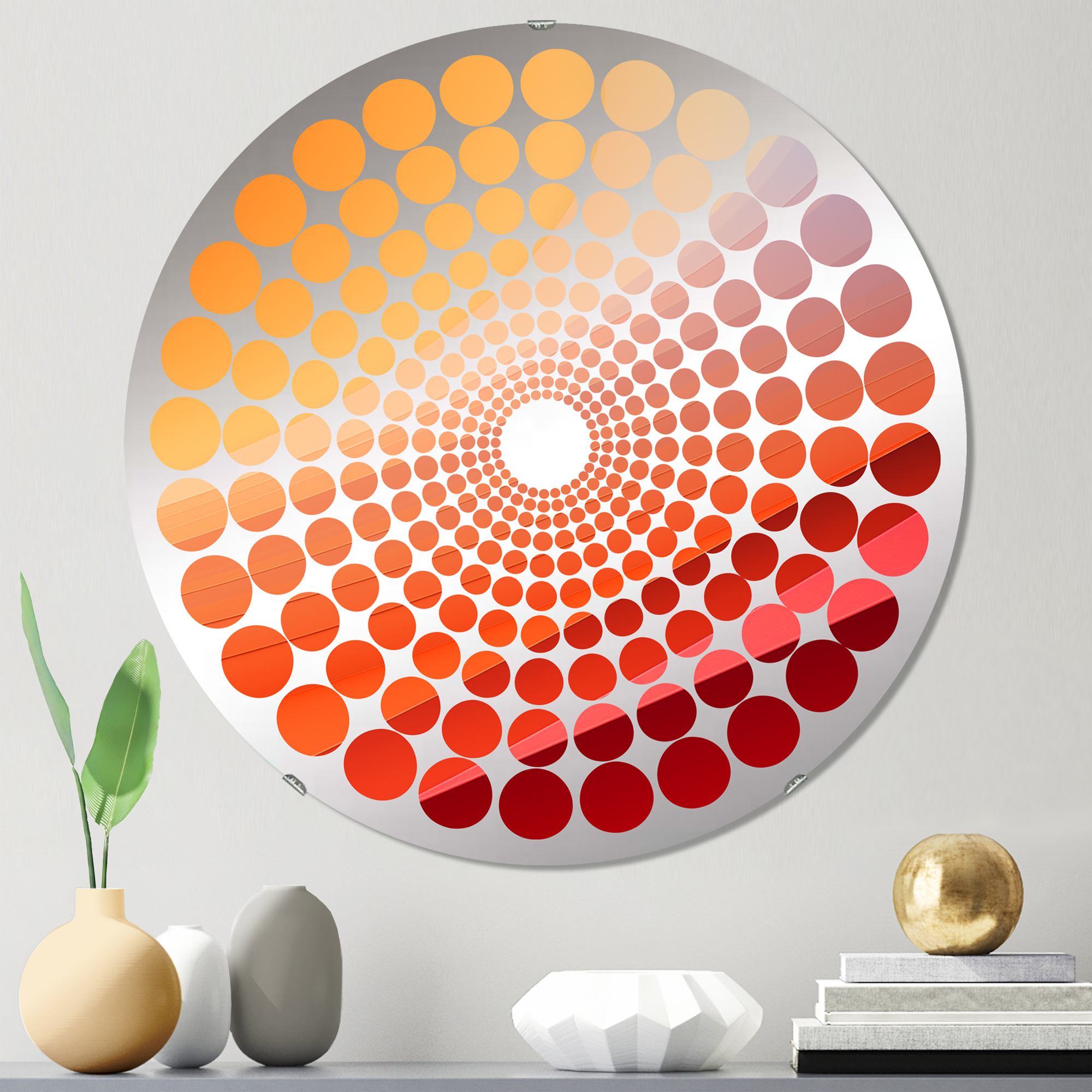 Designart "Citrus Spectrum Segment" Abstract Shapes Radial Dot Round ...