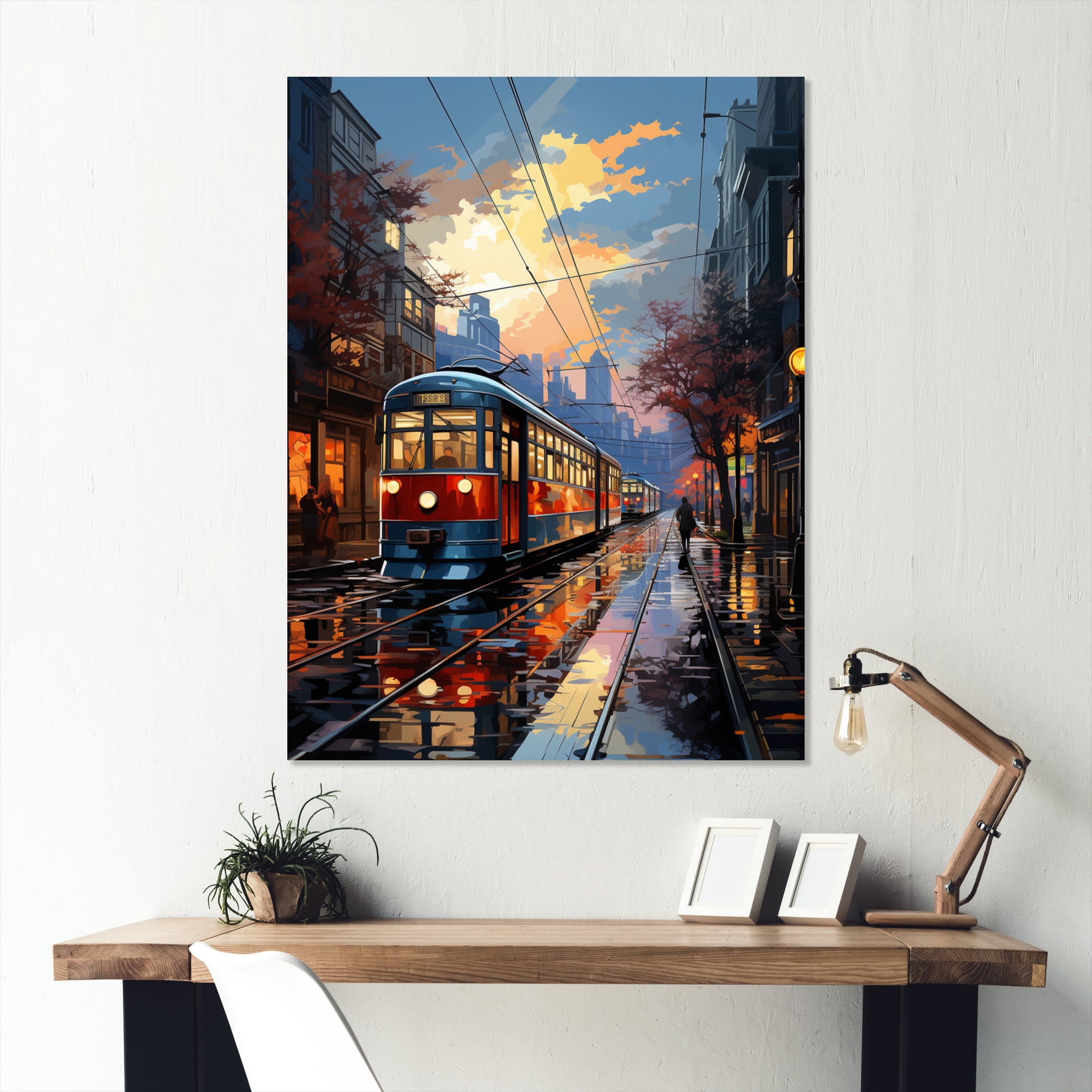 Designart "City Trains At Night Urban Commute" Train Metal Art Print ...