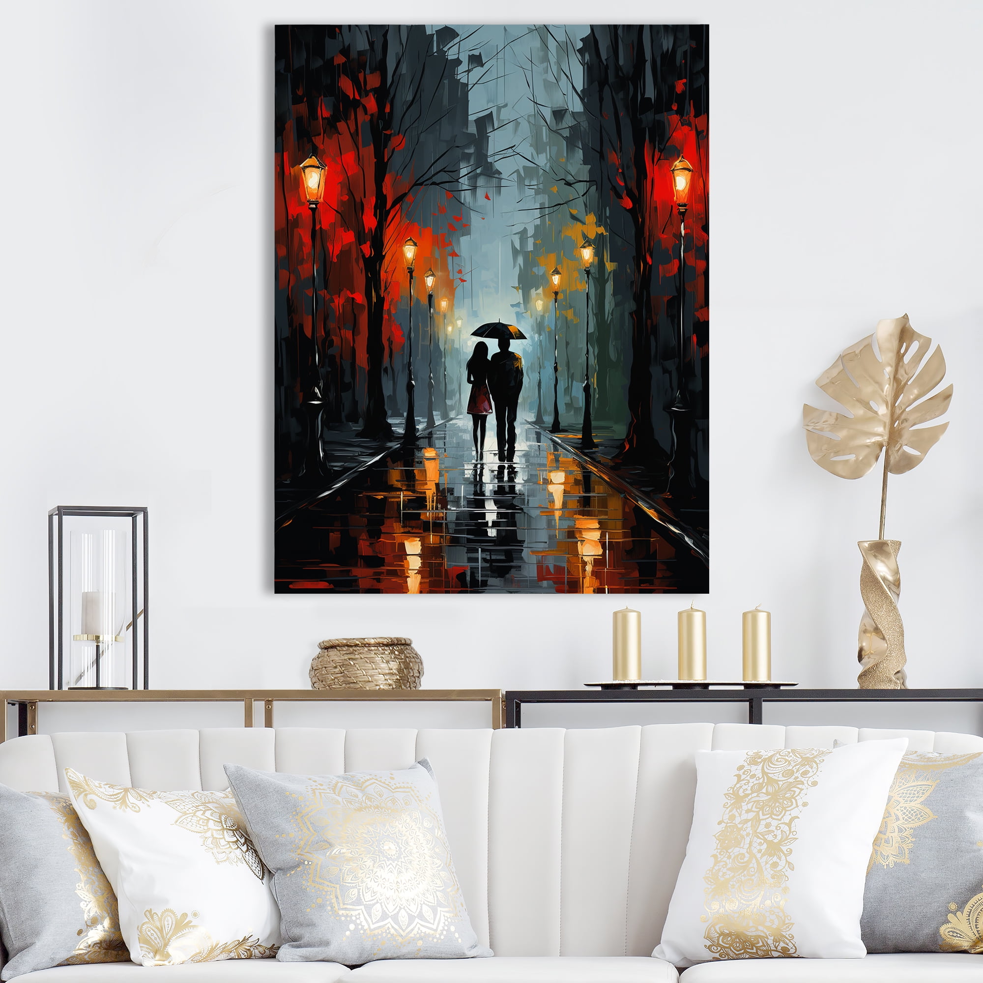 Designart "Cityscape Romance Couple's Journey" People Canvas Wall Art ...