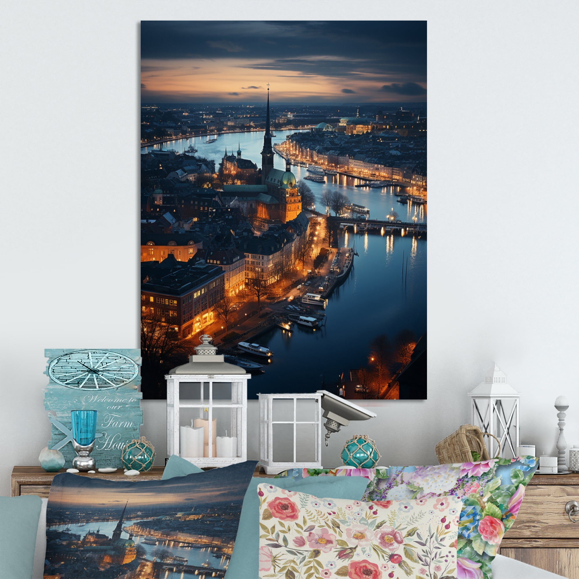 Designart "Cityscape Spot Copenhagen Beautiful wall art II" Cityscapes ...