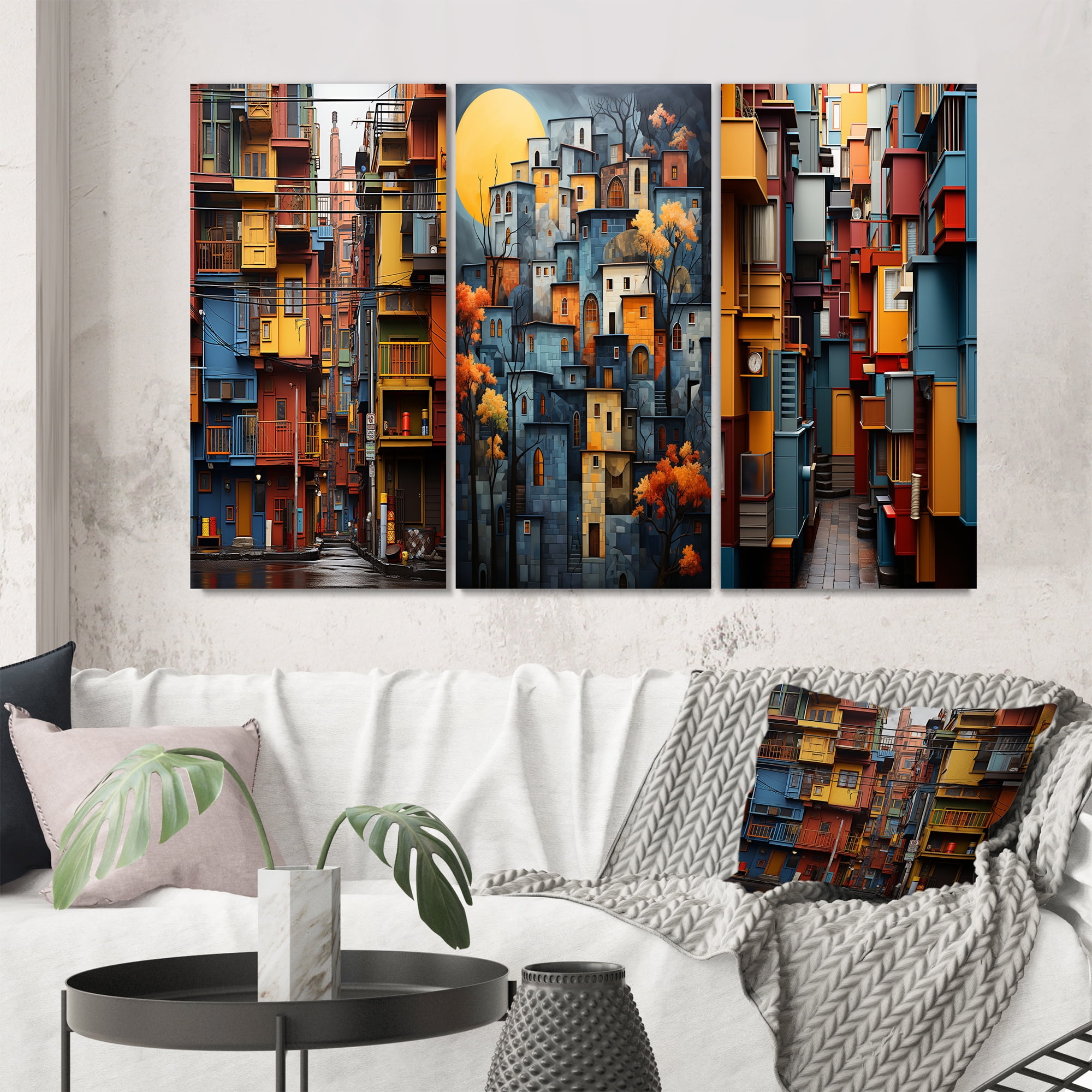 Designart "Cityscape Urban Color Euphony II" Cityscapes Wall Art Set Of ...