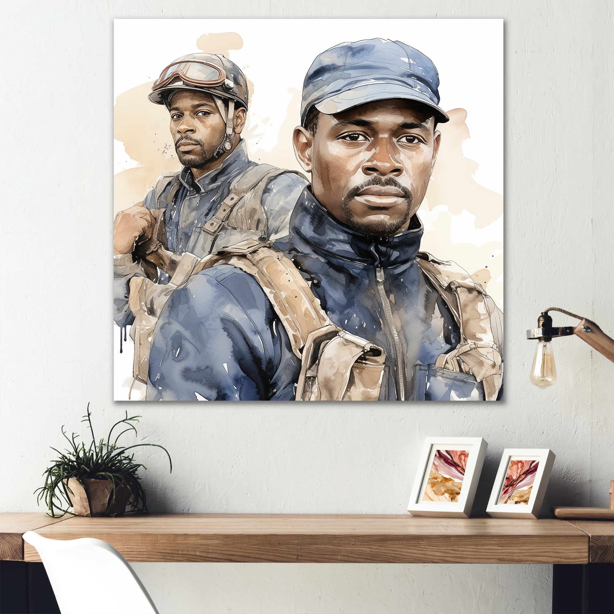 Designart "Civil Military Soldiers A Vintage Portrait II" Americana ...