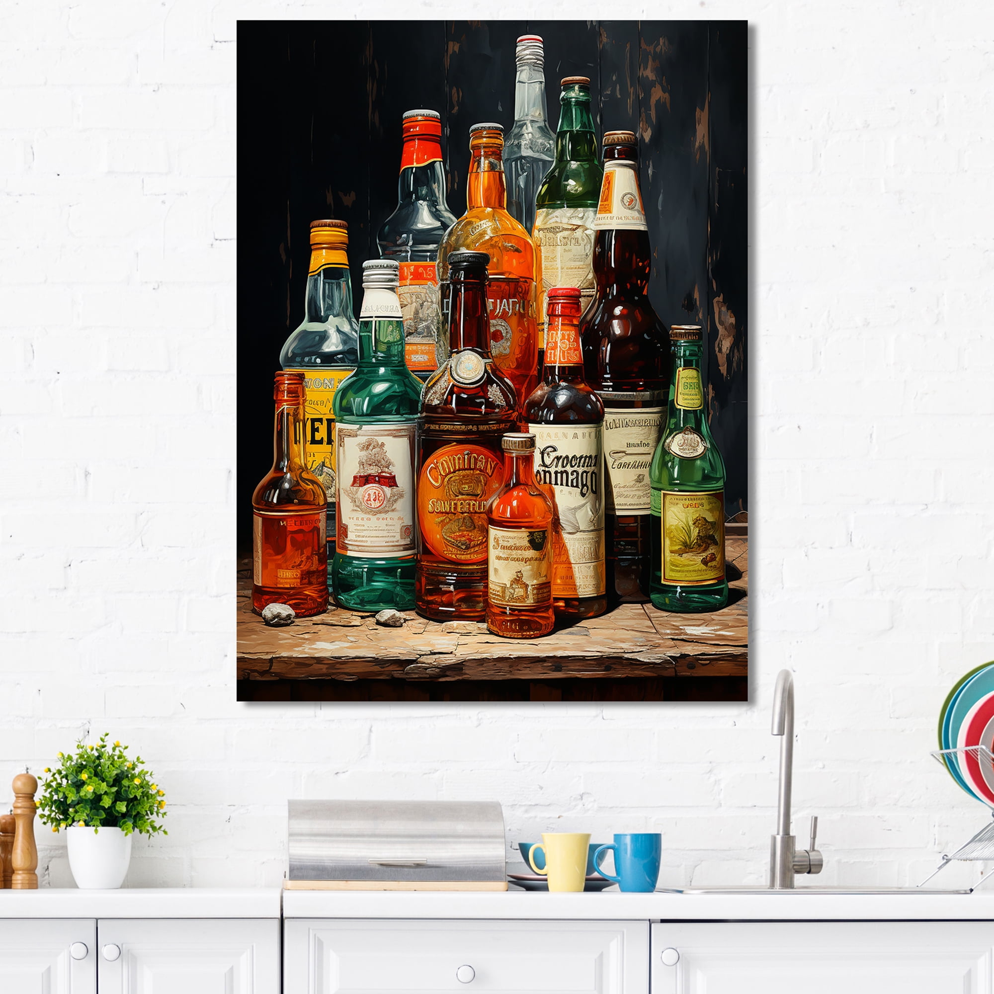 Designart "Classic Mixology With Alcohol Bottles III" Liquor Wall Decor ...