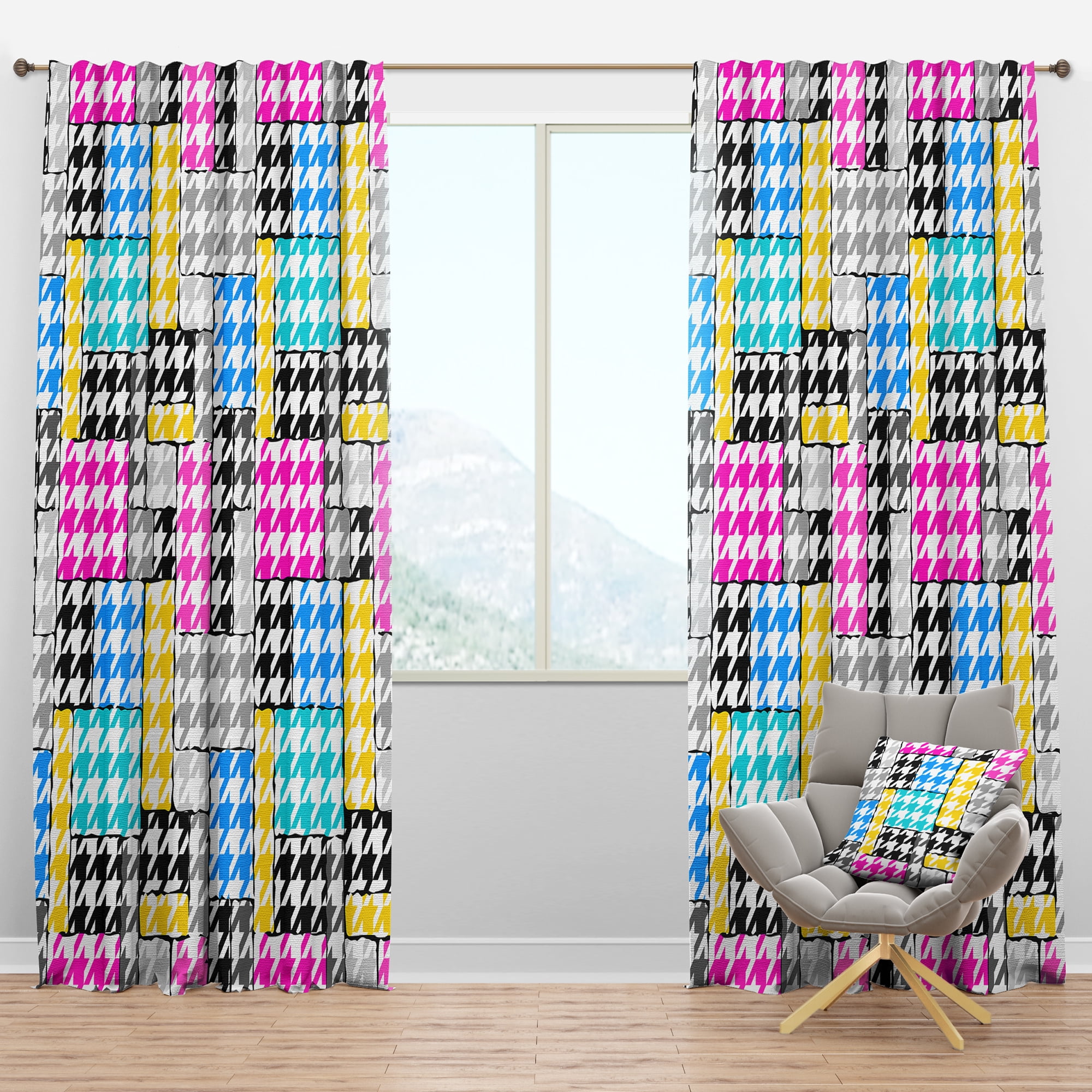 Designart 'Classic Pattern Hounds-tooth' Mid-Century Modern Blackout ...