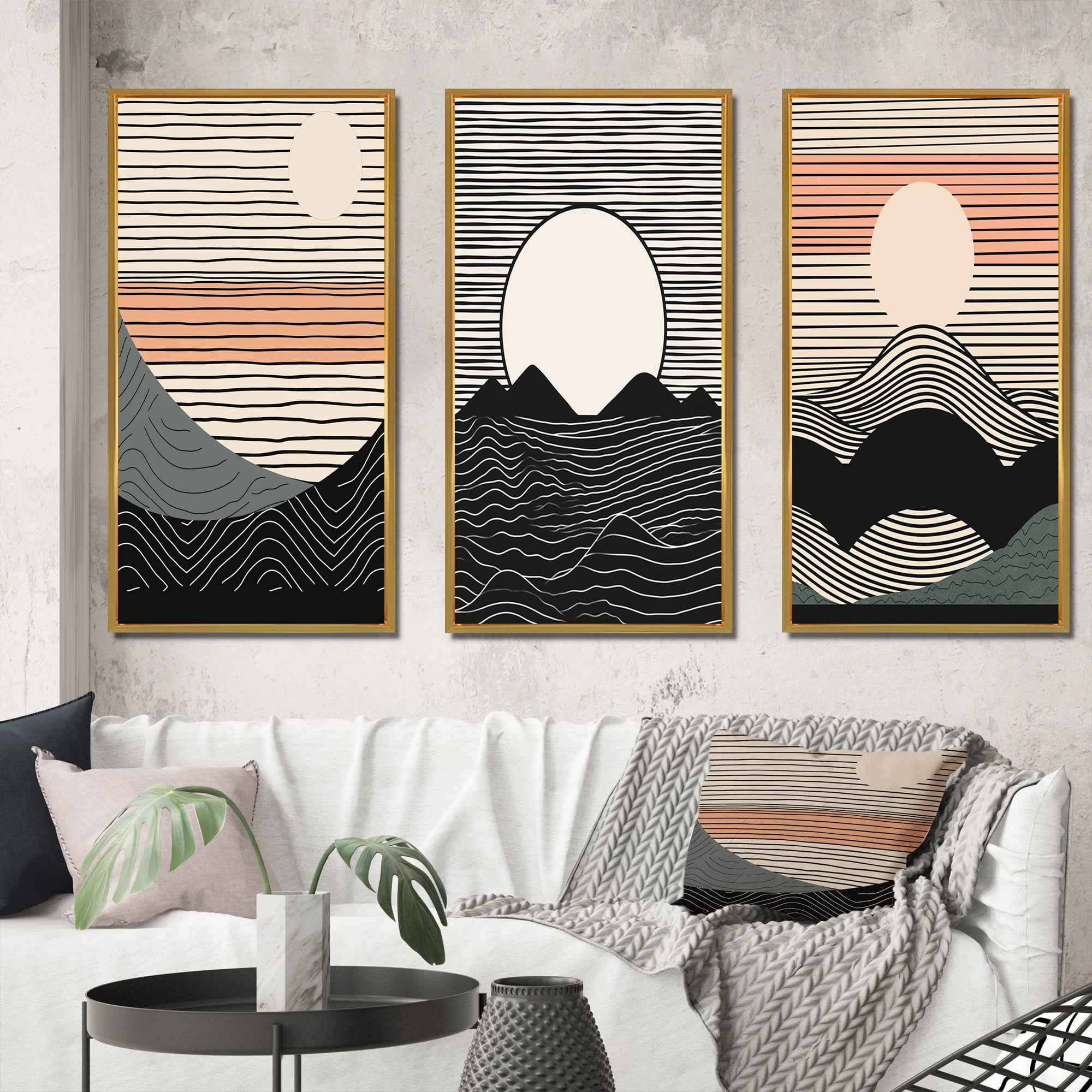 Designart "Clean and Serene Horizon III" Abstract Shapes Framed Wall ...