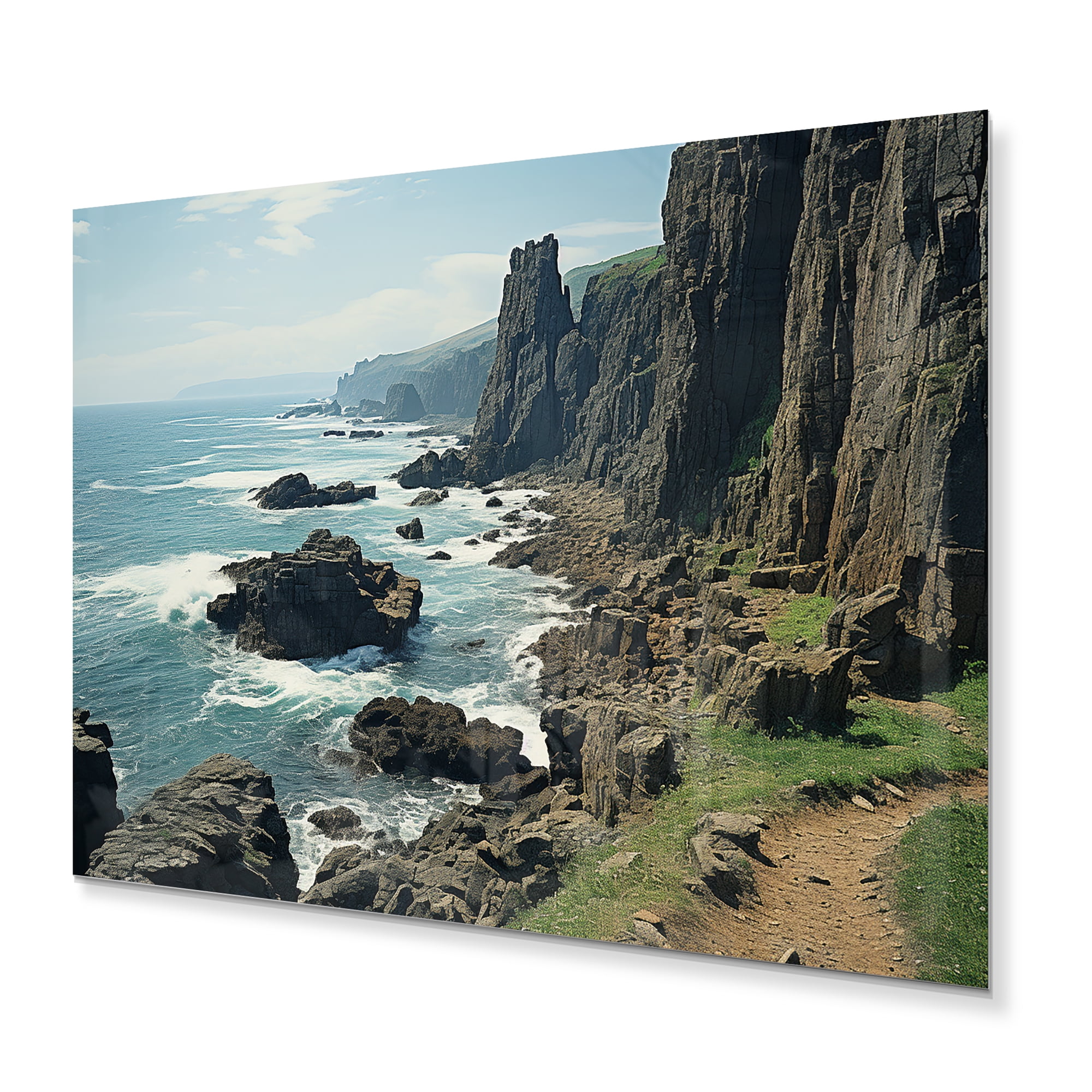Designart "Cliffs Along the Coastal Ocean II" Landscapes Metal Wall ...