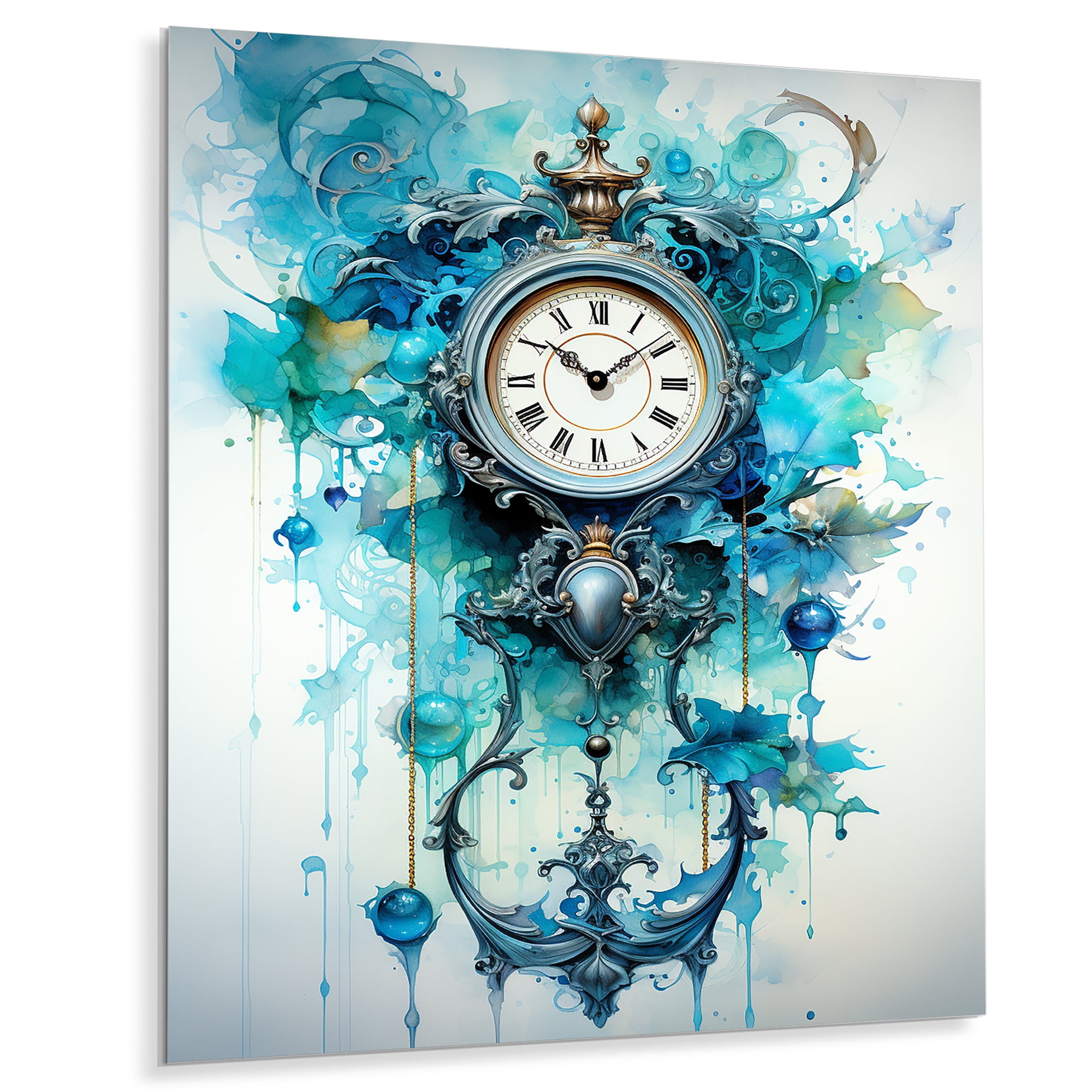 Designart "Clock Time In Flow I" Watches Metal Wall Art Prints ...