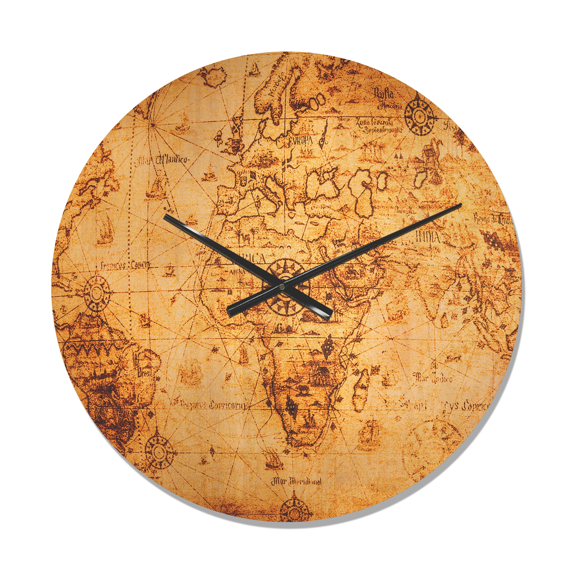Close Up Magnifying Glass World Map Wood Wall Clock - Walmart.com