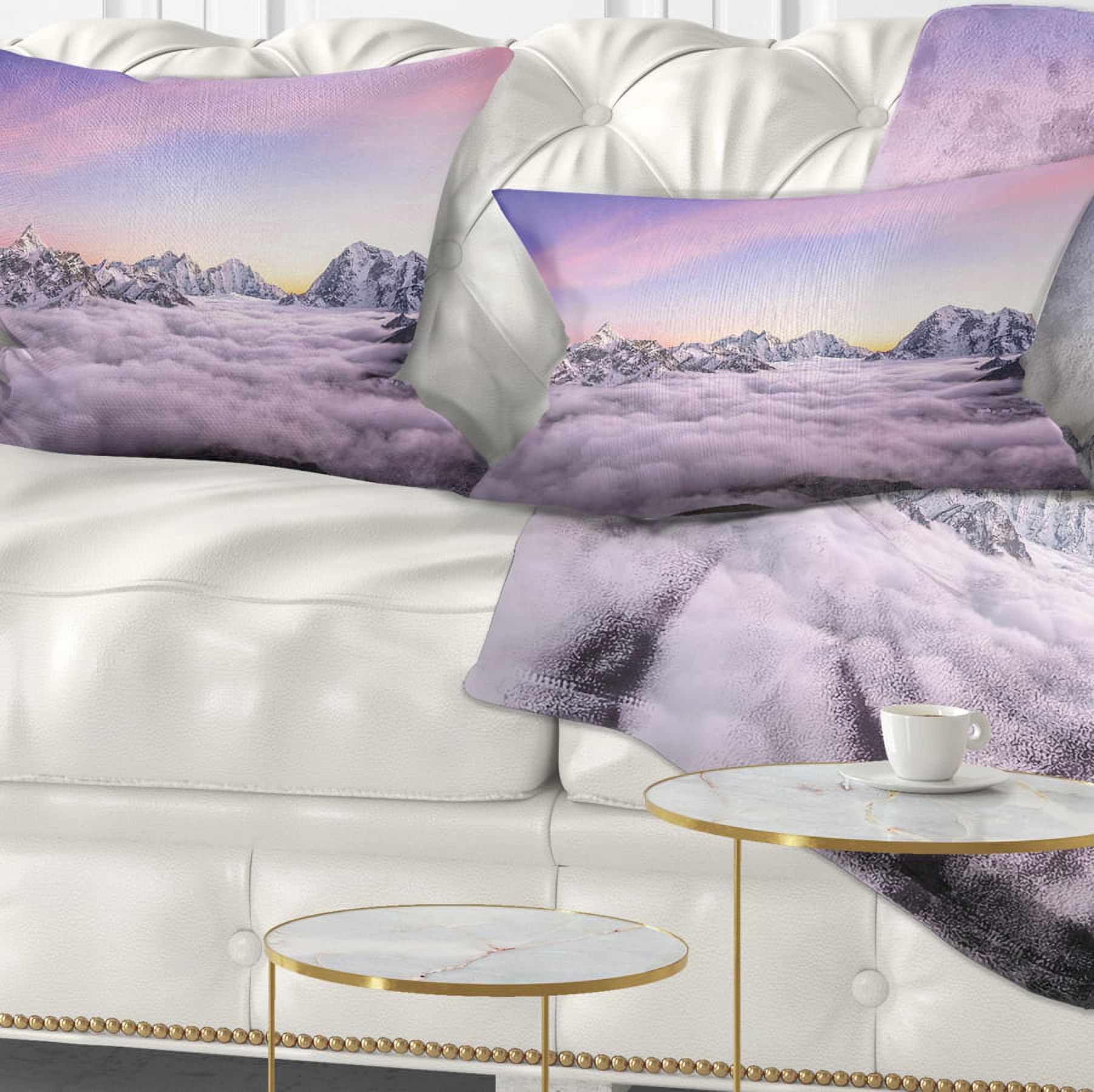 Designart Clouds Sunrise Ama Dablam - Landscape Printed Throw Pillow ...
