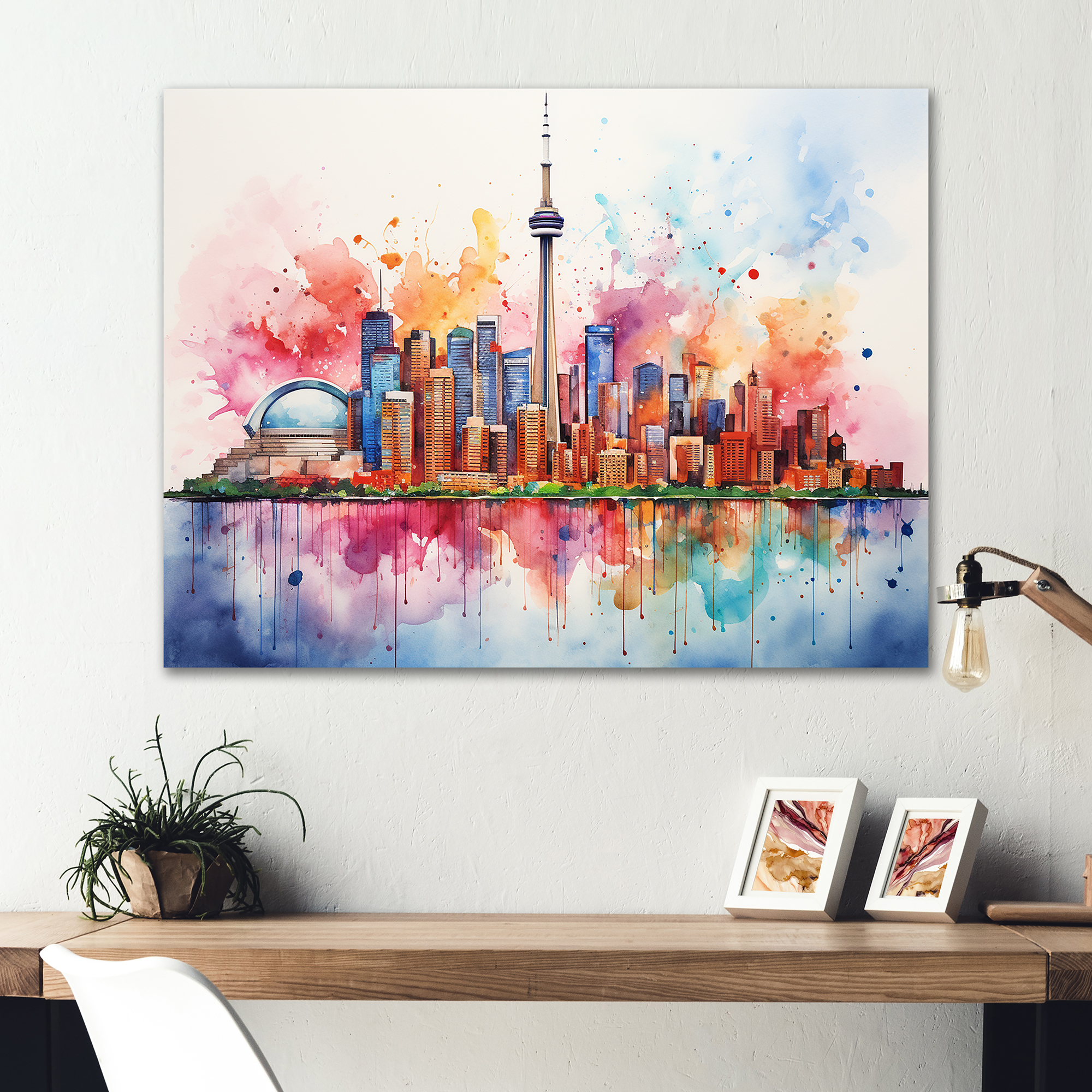 Designart "Cn Tower Toronto cityscape sunset In Red and Orange"City ...