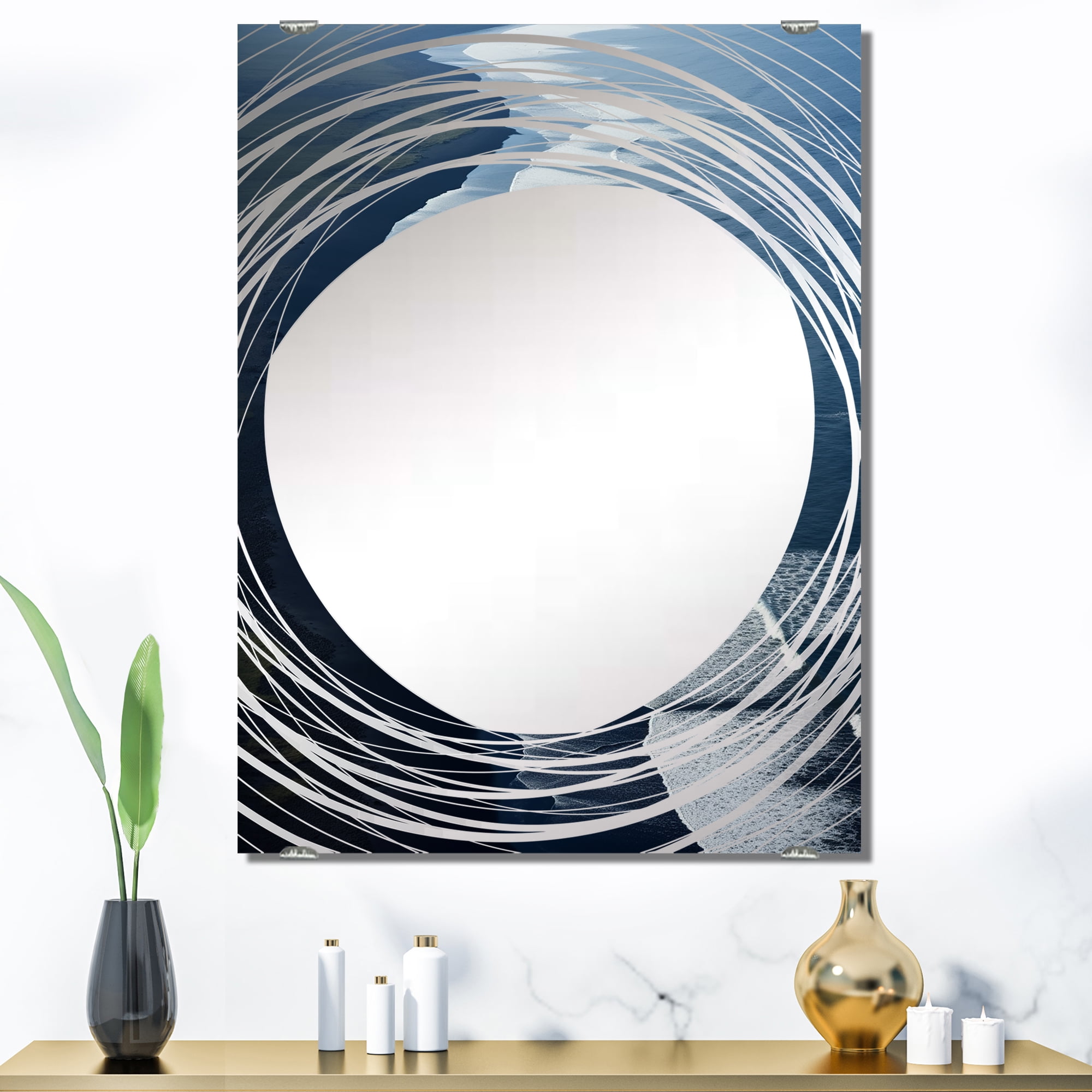 Designart "Coastal Beauty Aerial View of Black Sand Beach IV" Beach ...