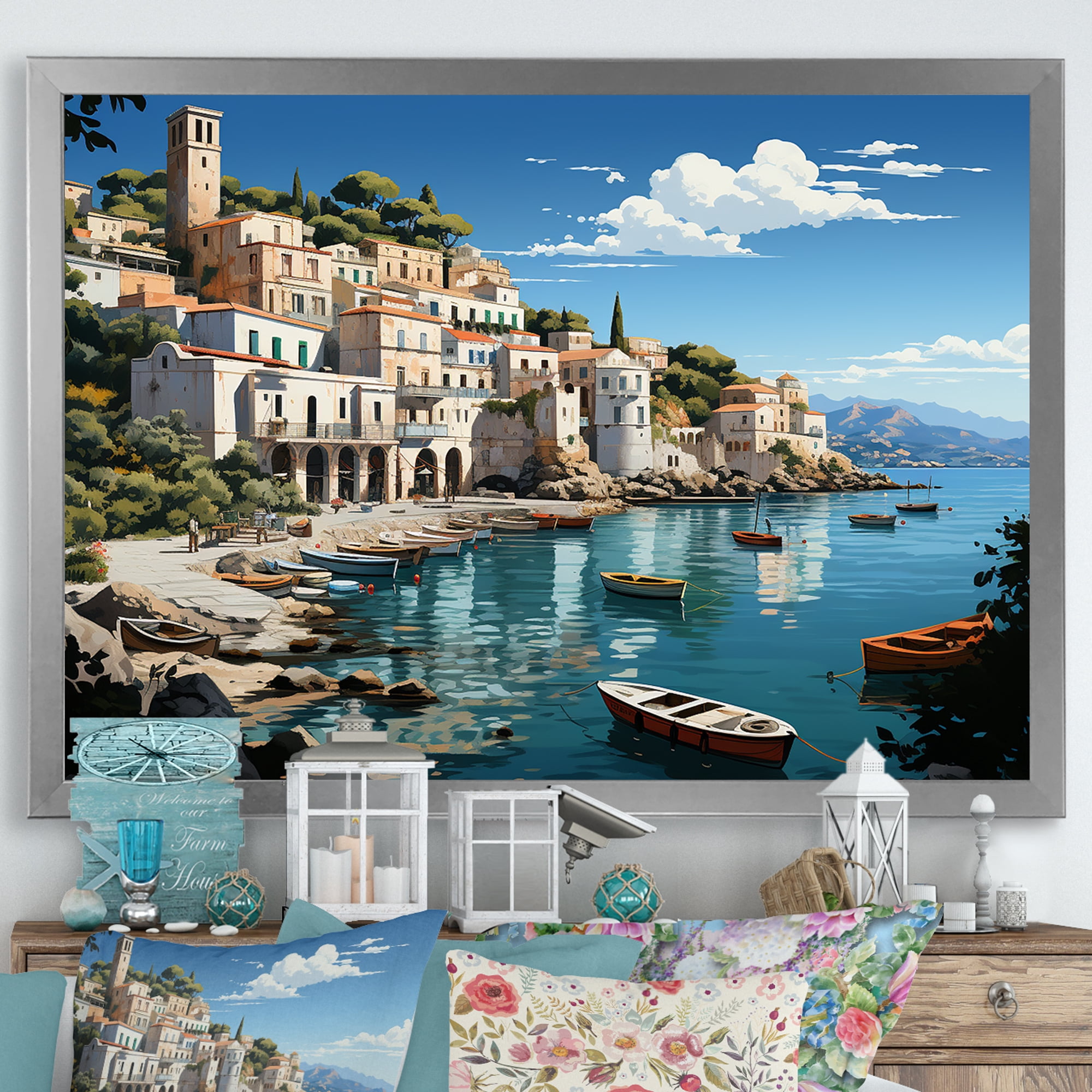 Designart "Coastal Dream Capri, Italy Landscape I" Landscapes Framed ...