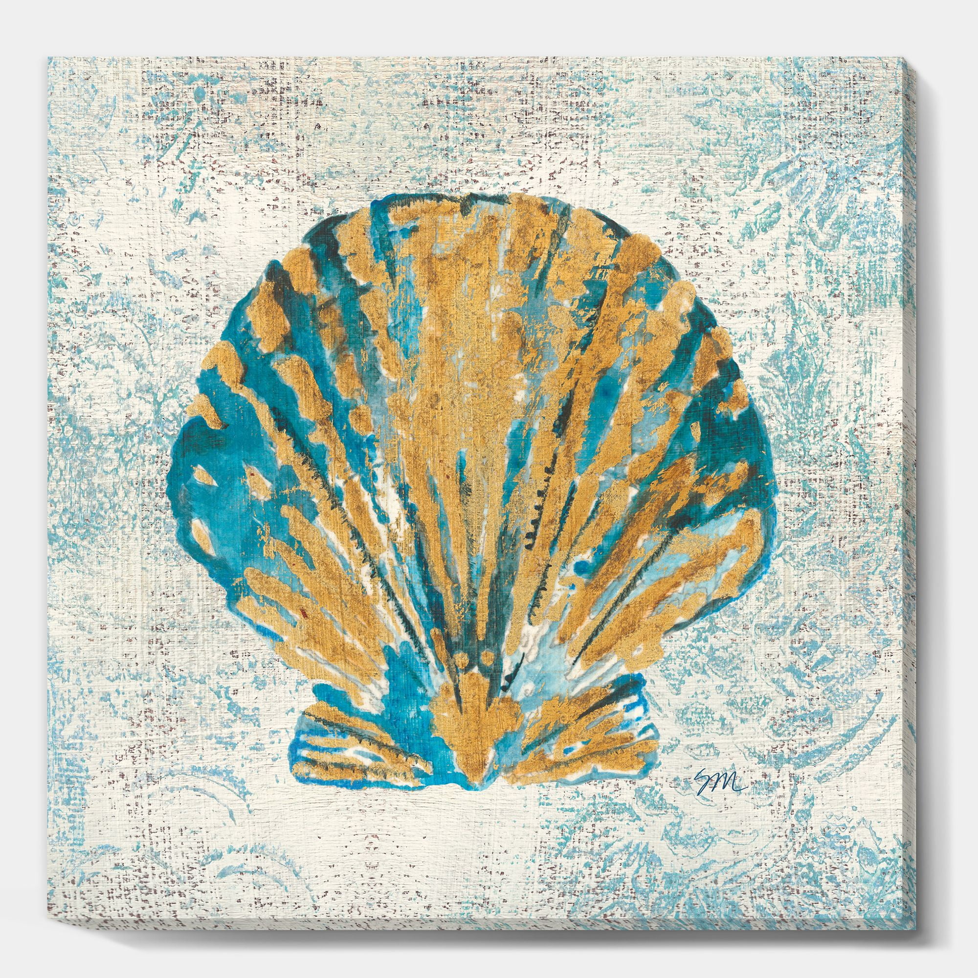 Designart 'Coastal Pastel seashells I' Vintage Nautical gallery-wrapped ...