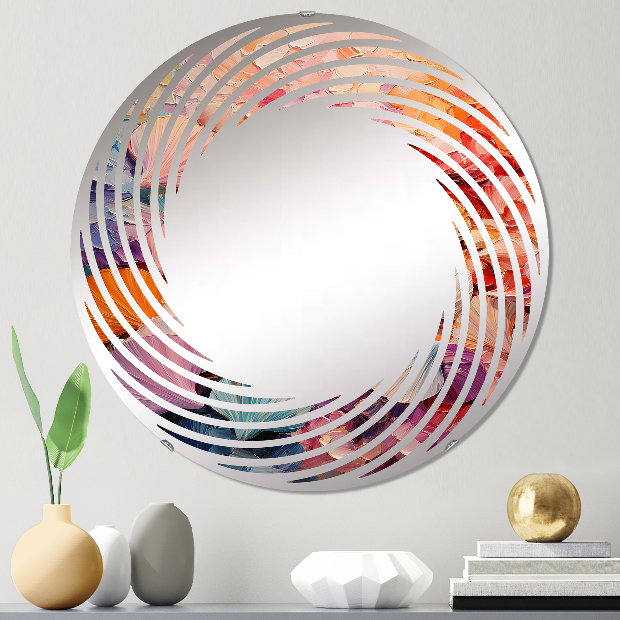 Designart "Coastal Shell Splendor" Seashell Spiral Round Wall Mirror ...