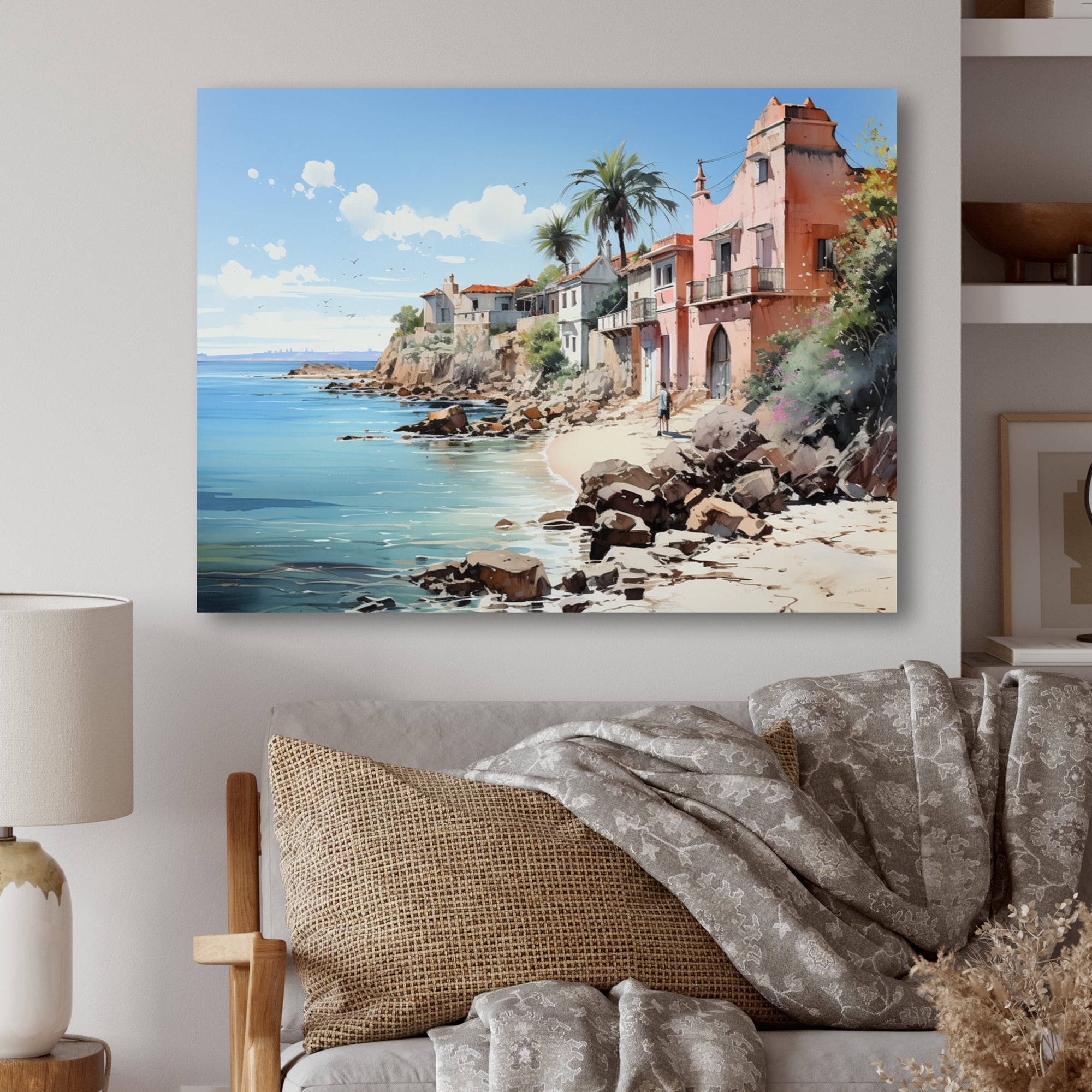 Designart "Coastal Village Dominican Dreamy painting II" Nautical ...