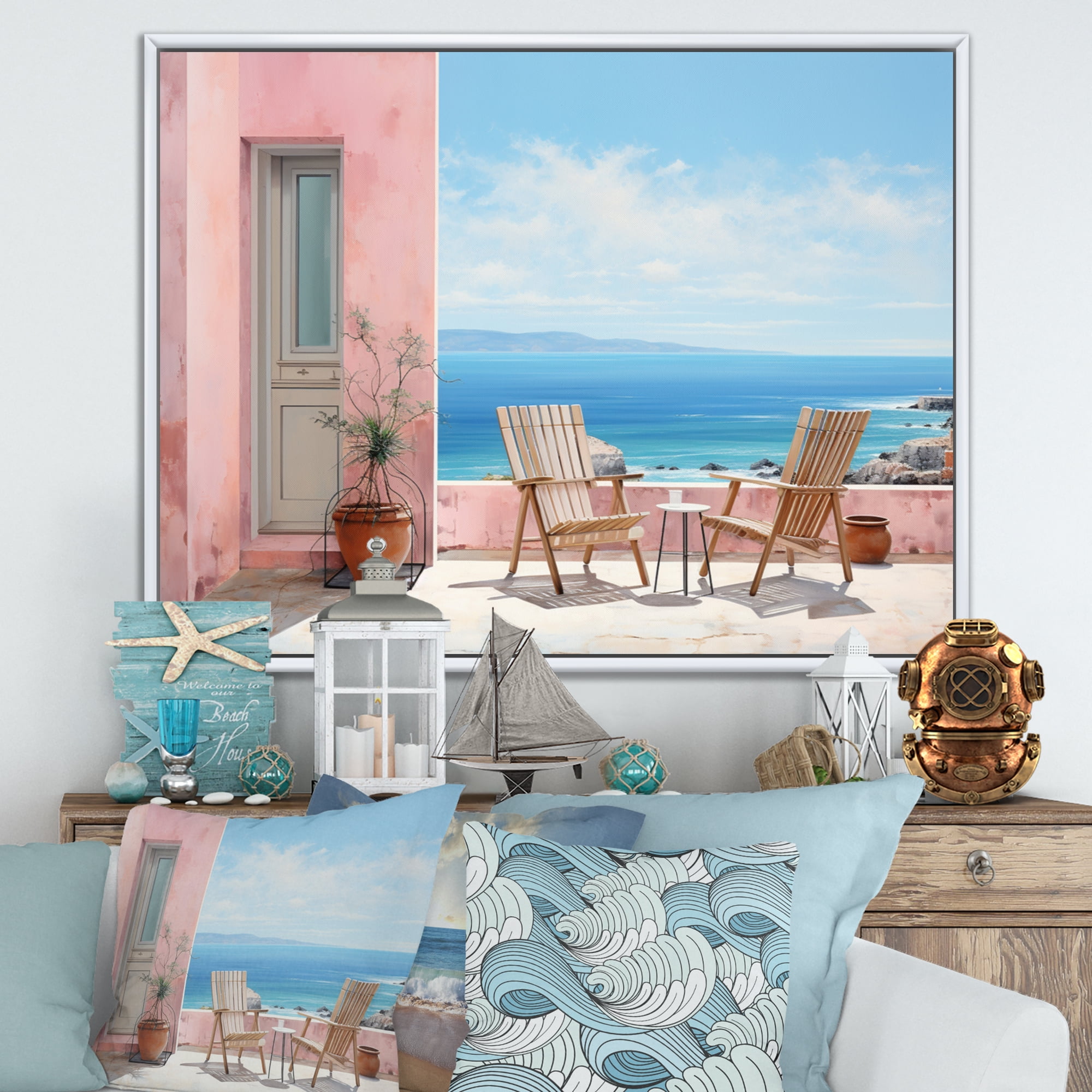 Designart "Coastalminimalism Coastal gracefulness Pointillism II ...