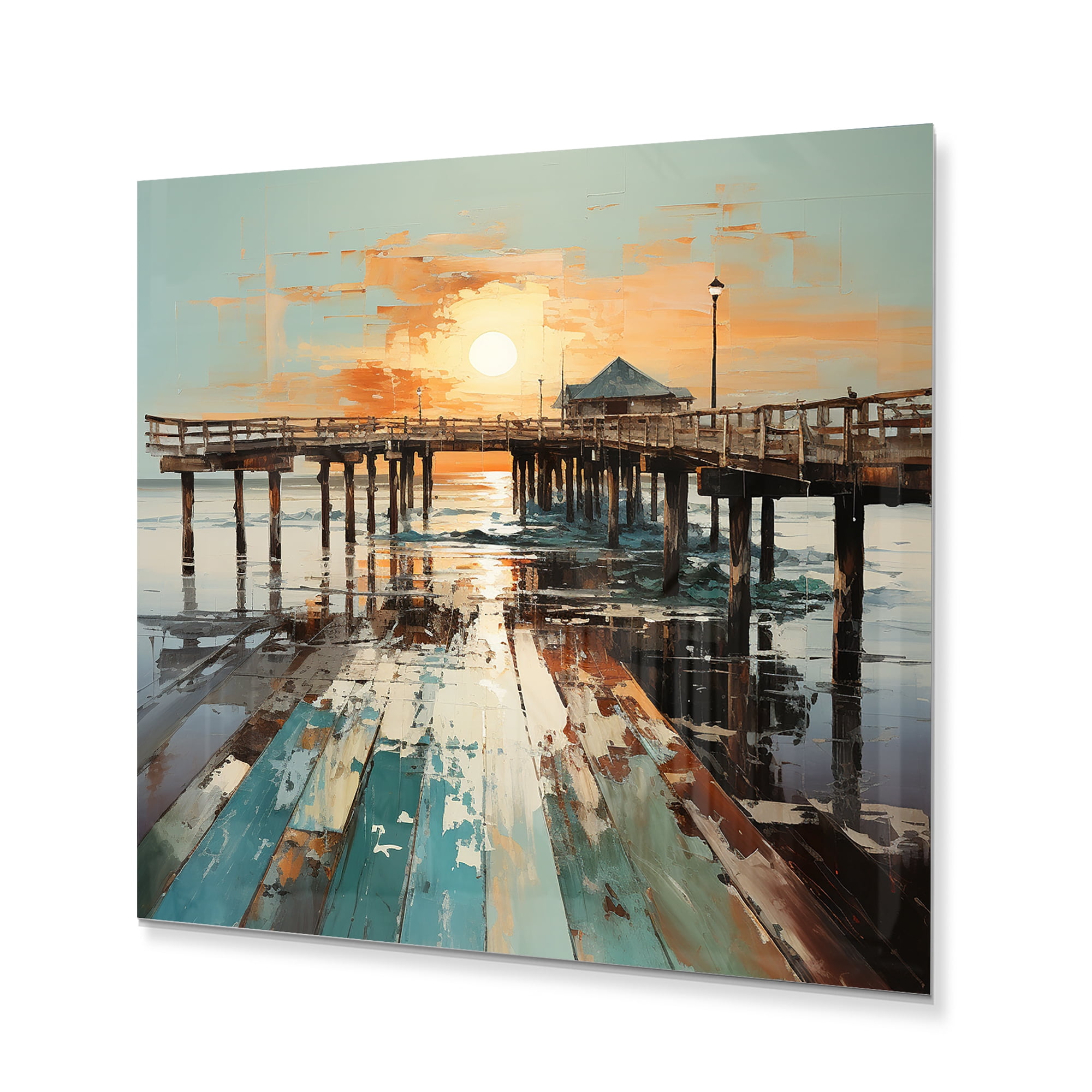 Designart "Coastalpier Pier Perspective Painting II" Nautical & Beach ...