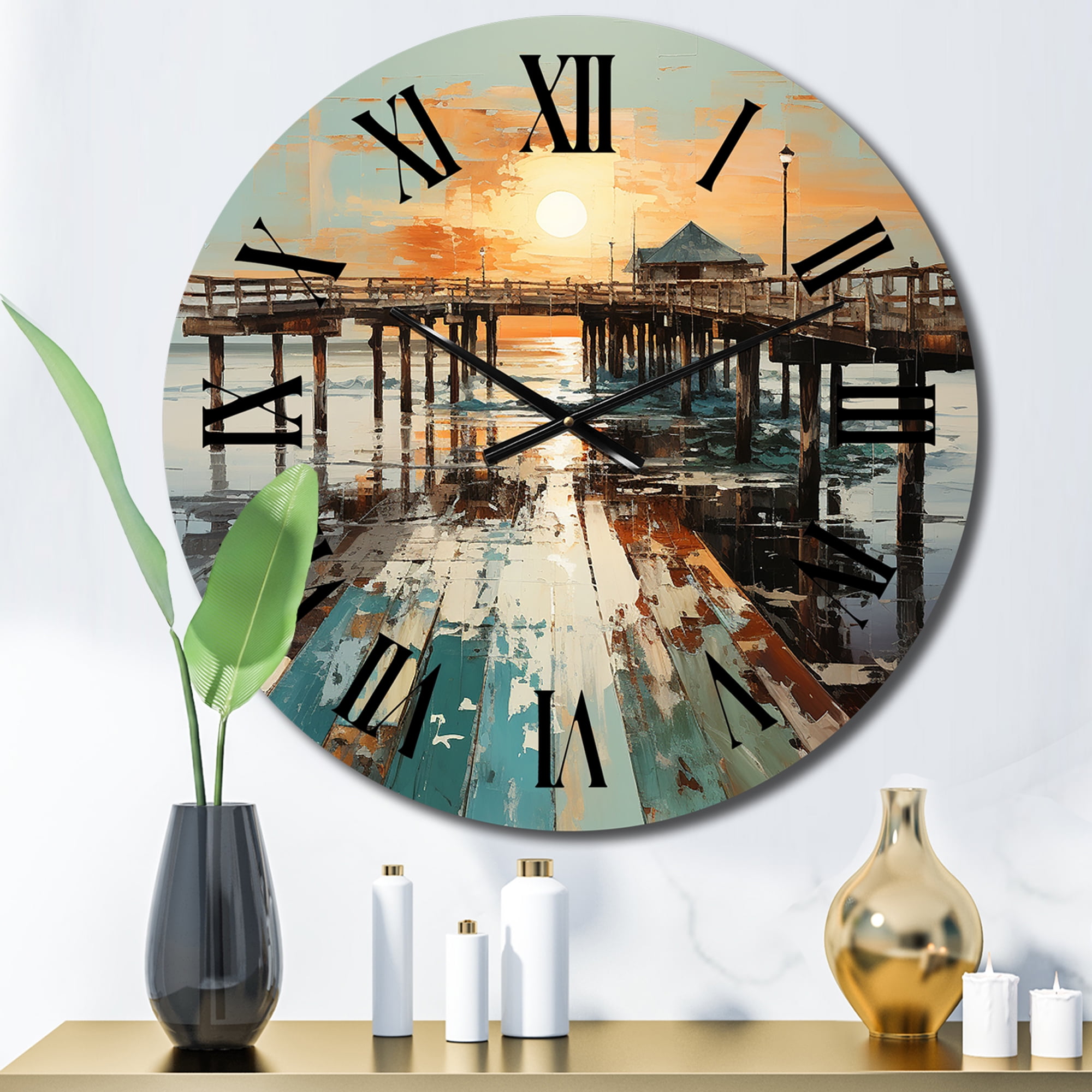 Designart "Coastalpier Pier Perspective Painting II" Nautical & Beach ...