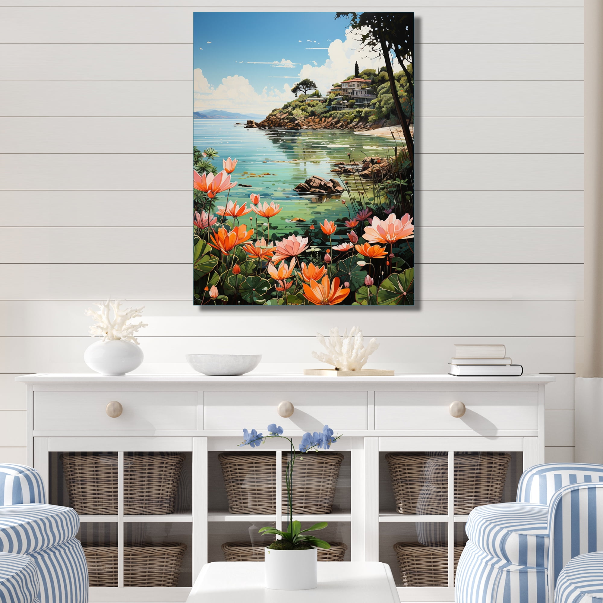 Designart "Coastaltropical Tropical Paradise Painting II" Nautical ...