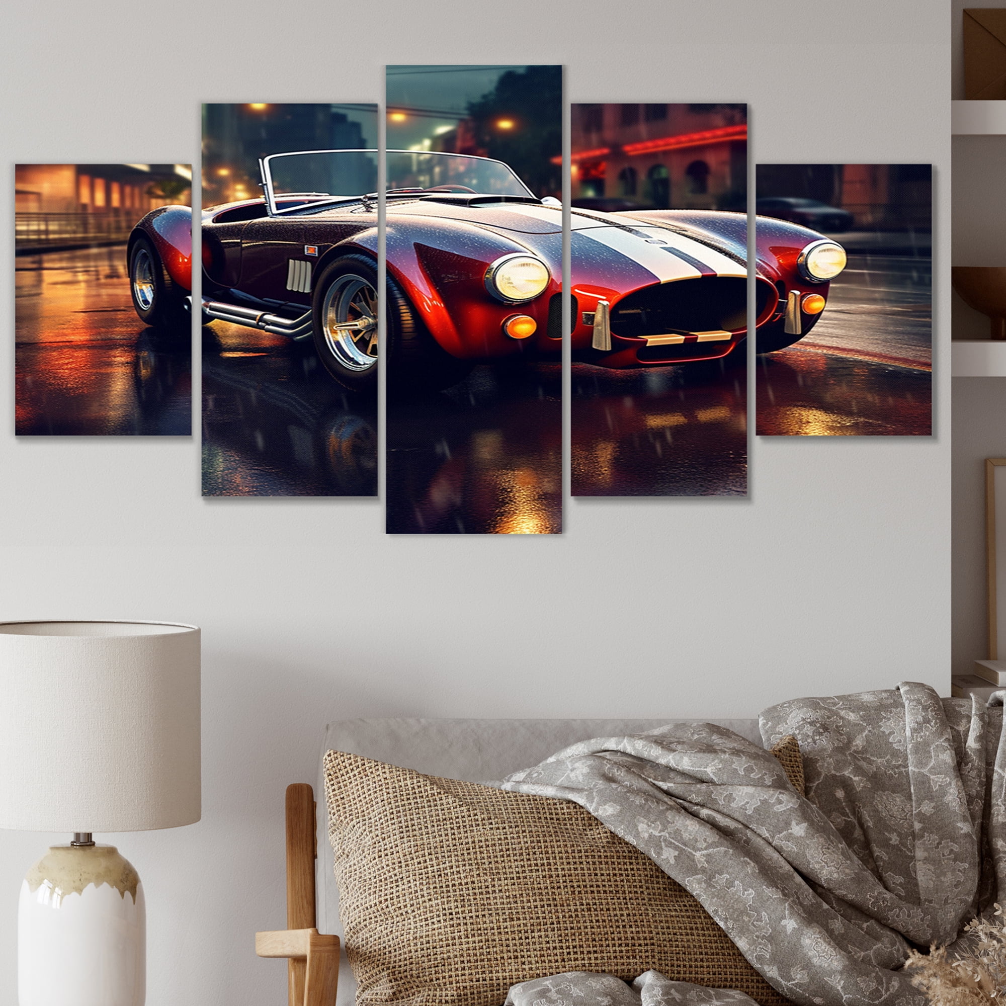 Designart "Cobra Car at Night in Classic Style II" Classic Metal Wall ...