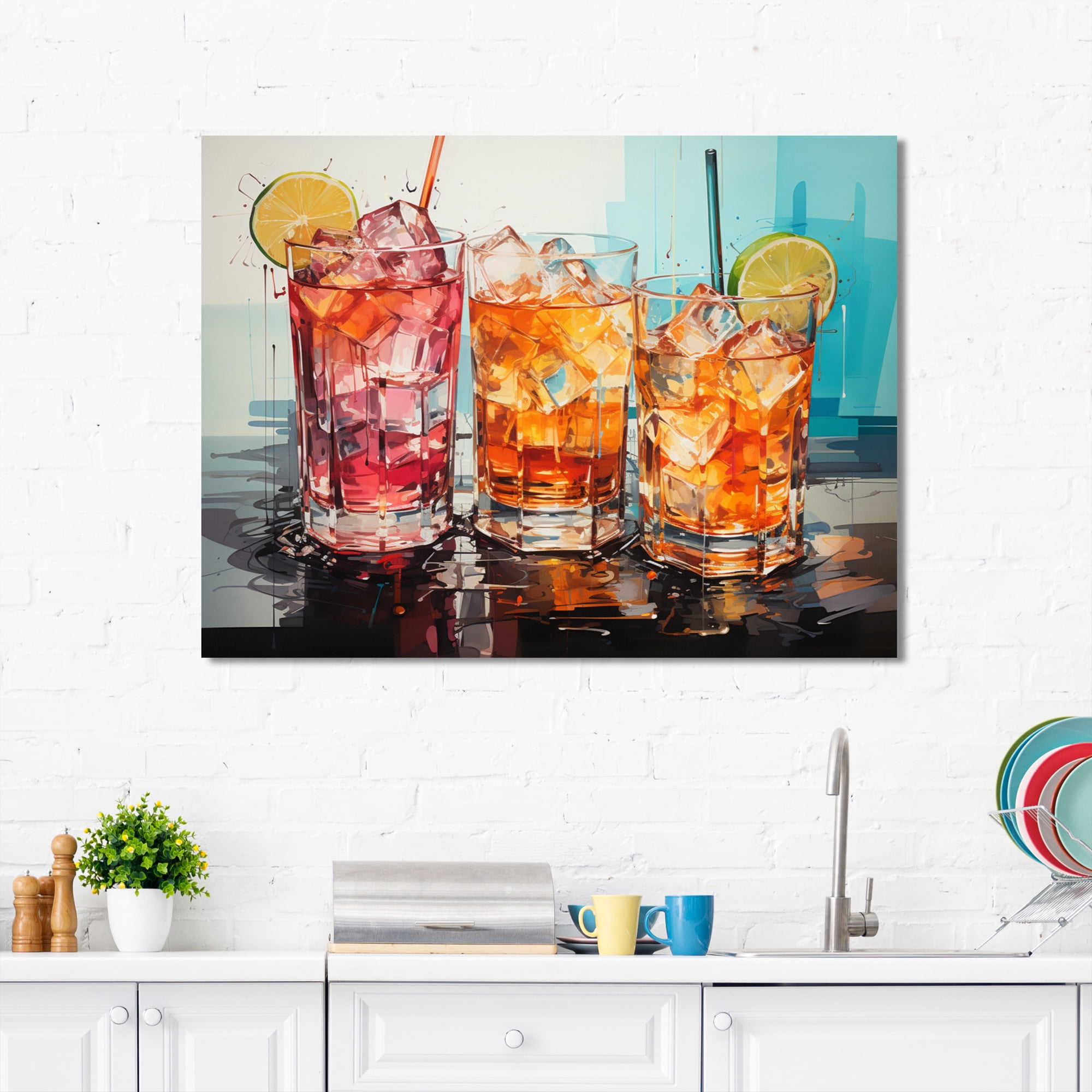Designart "Cocktails Glass Representation Colorfuled II" Food ...