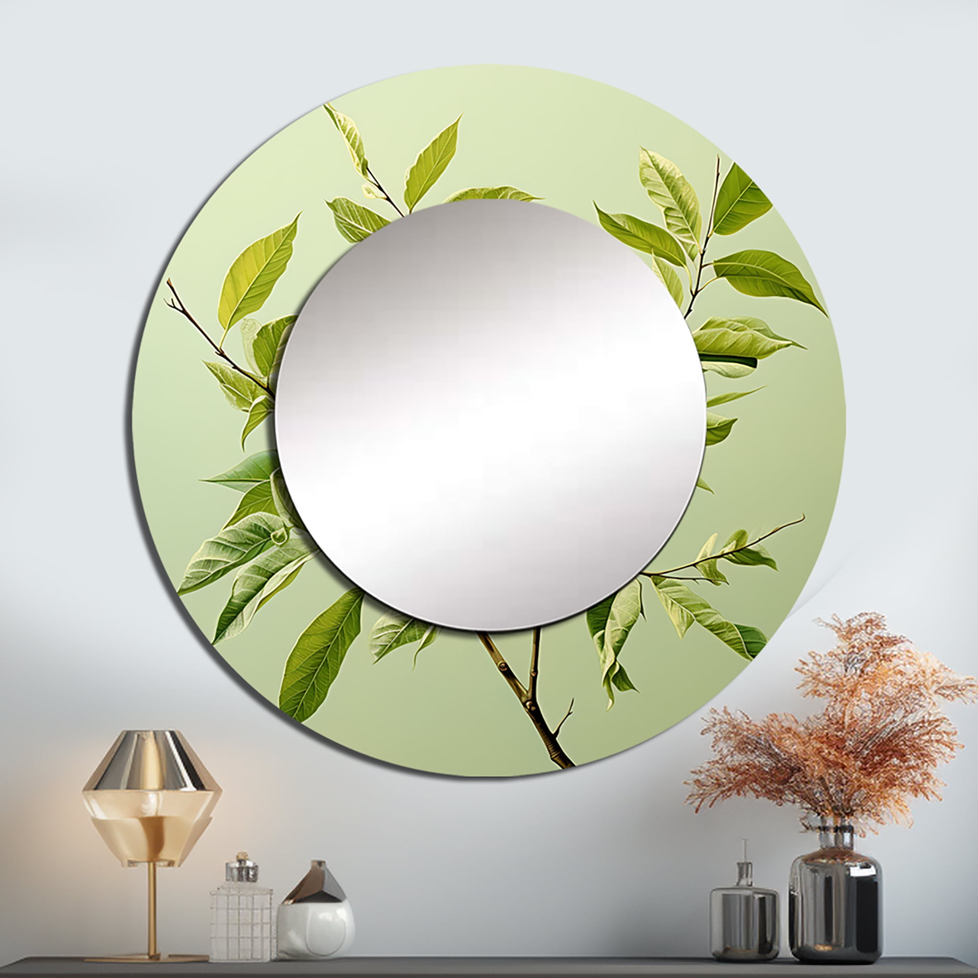 Designart "Collage of Green Ferns in a Simple Design I" Leaves Rund ...