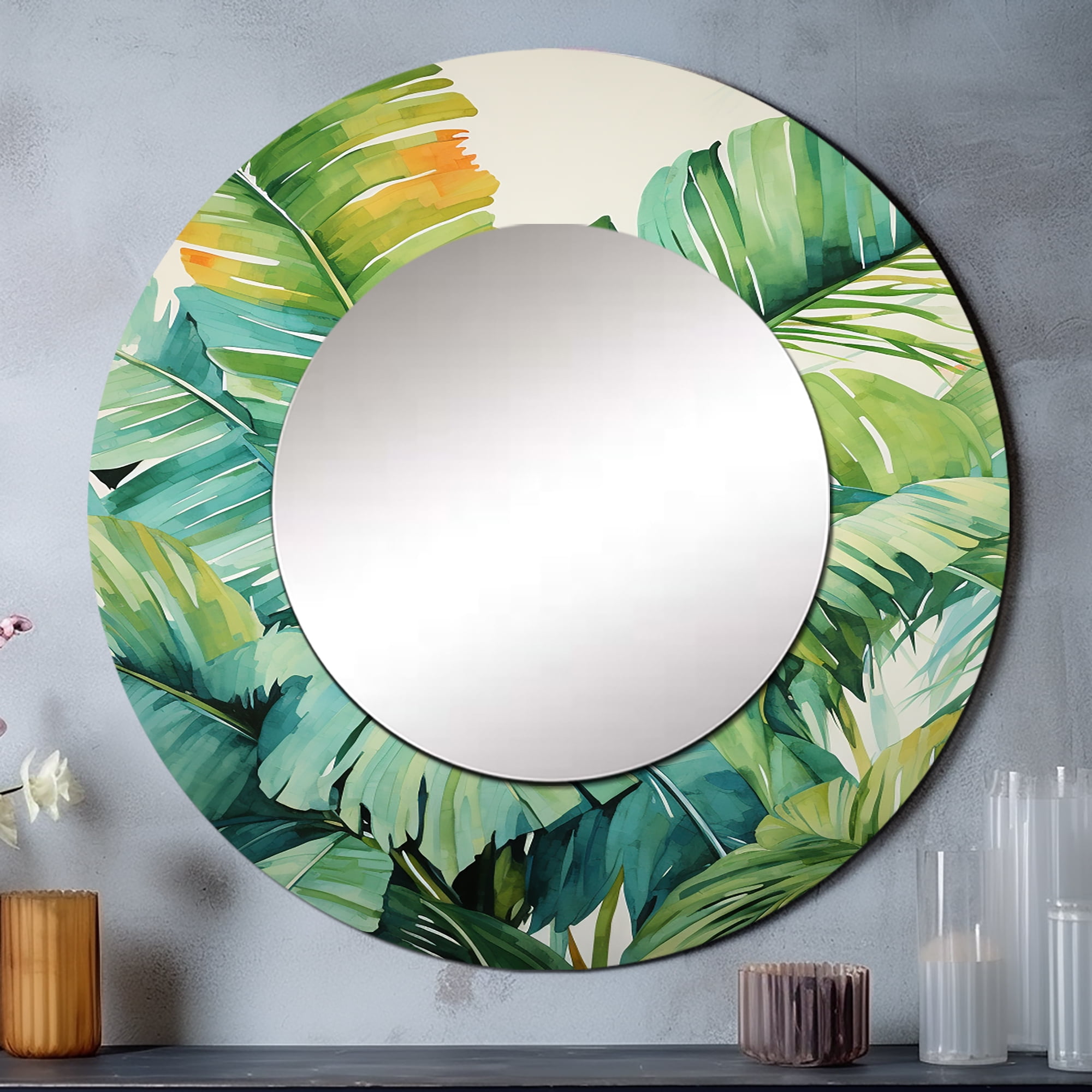 Designart "Collage Of Watercolor Tropical Palm Trees" Coastal Tropical ...