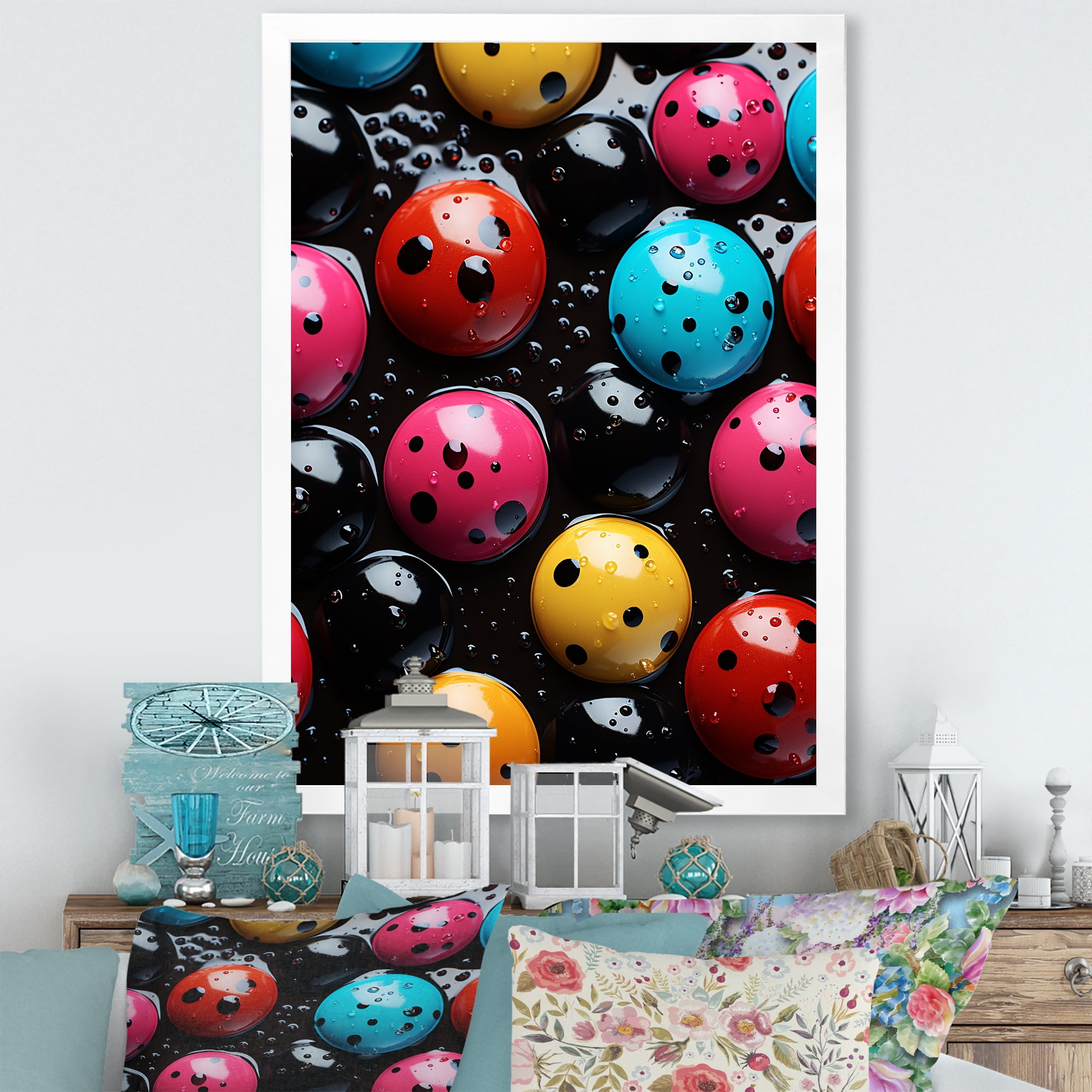 Designart "Collage of Colorful Insects and Bugs I" Animals Framed Wall ...
